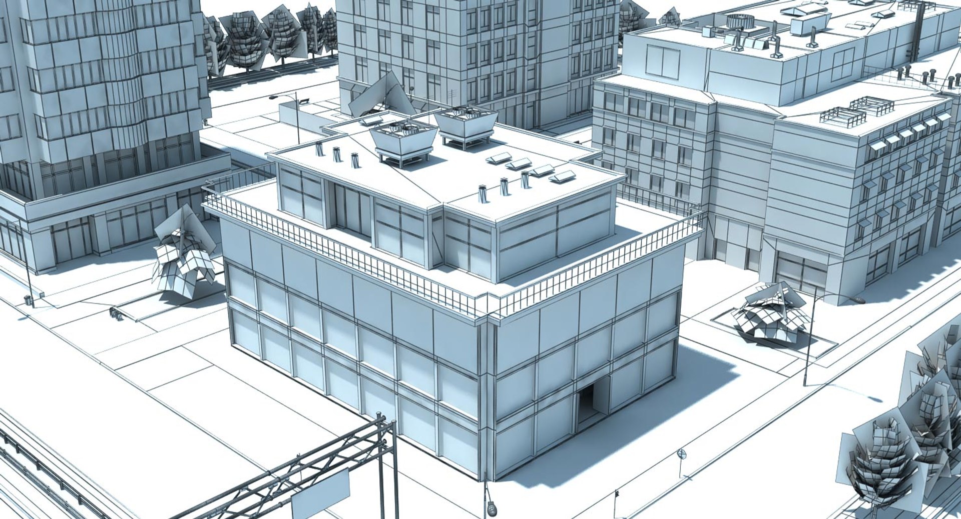 city block scene cityscape max