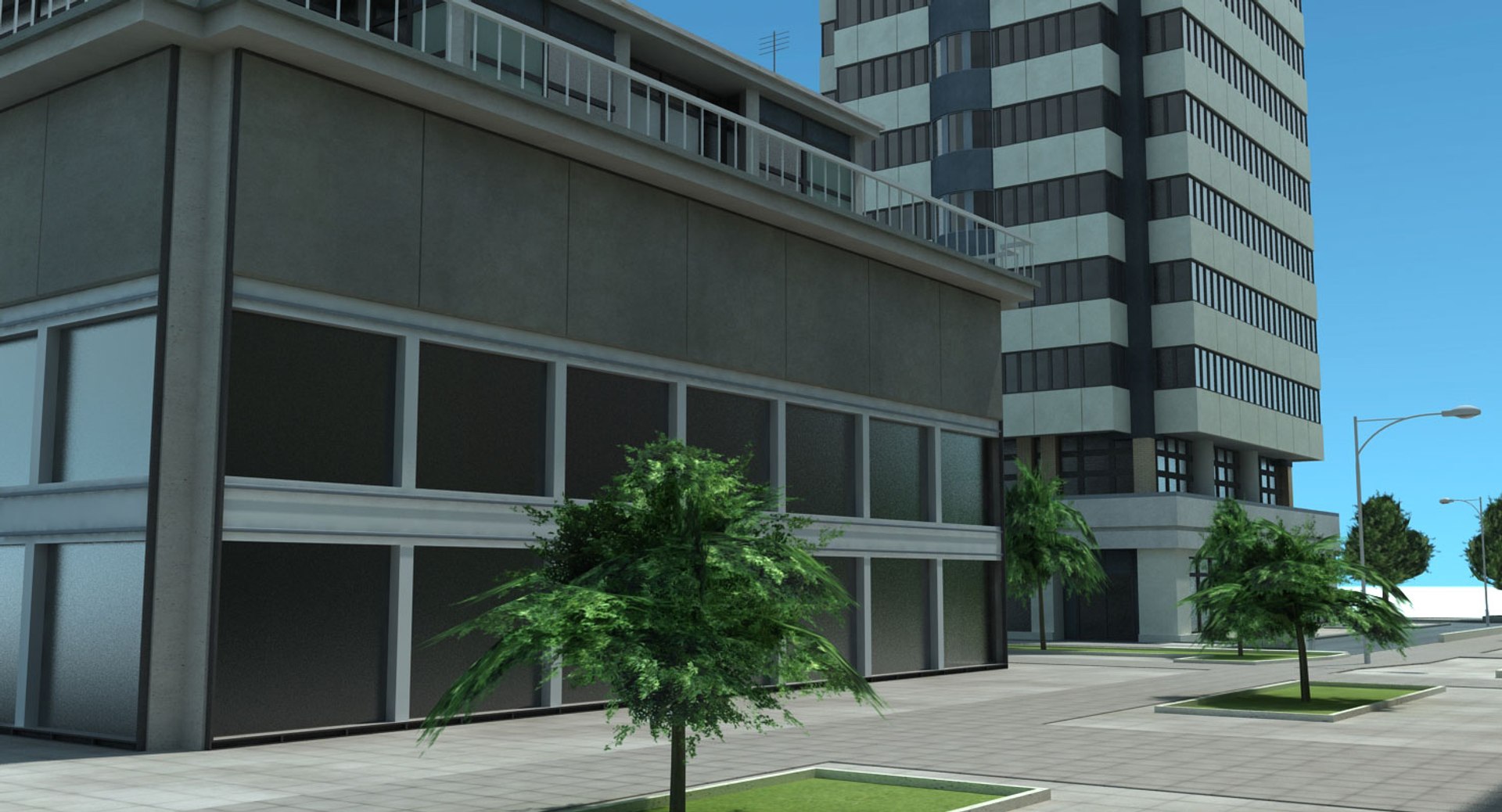 city block scene cityscape max