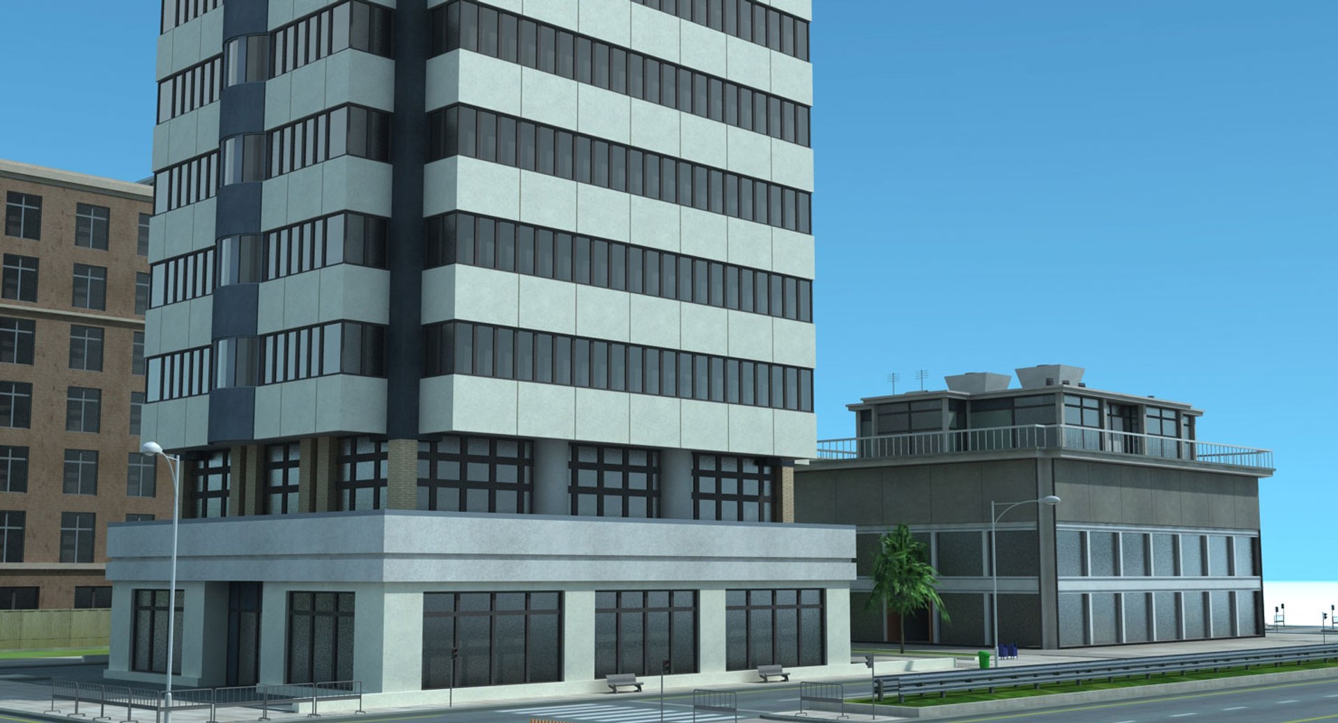 city block scene cityscape max