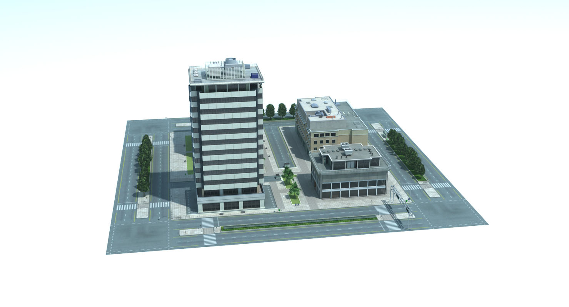 city block scene cityscape max