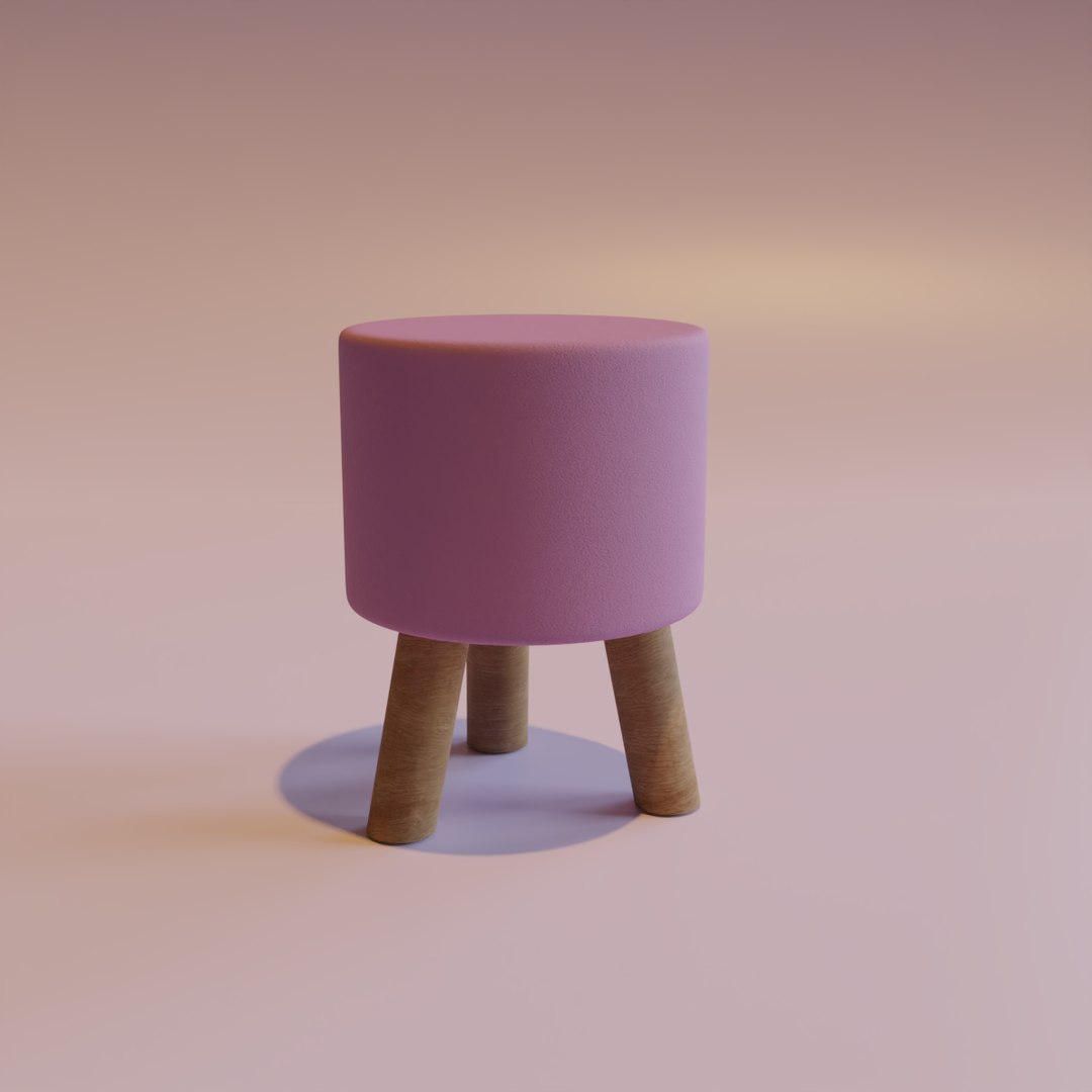 3D Pink corner stool - TurboSquid 1804325