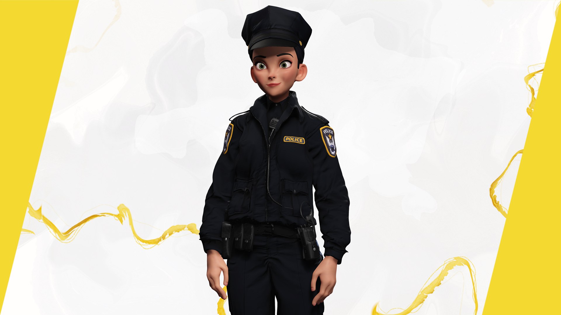 3D Toon Police Woman 3D Character Female Law Enforcement - TurboSquid ...