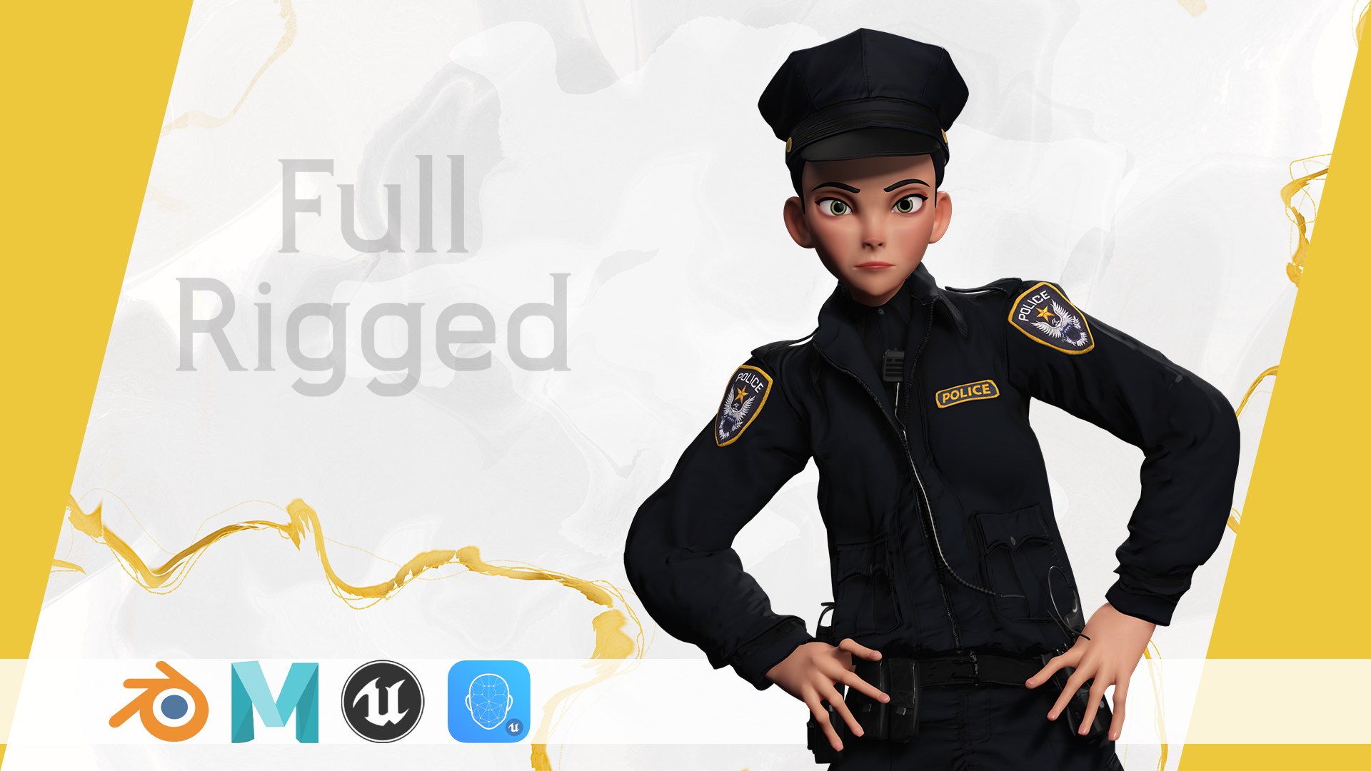 3D Toon Police Woman 3D Character Female Law Enforcement - TurboSquid ...