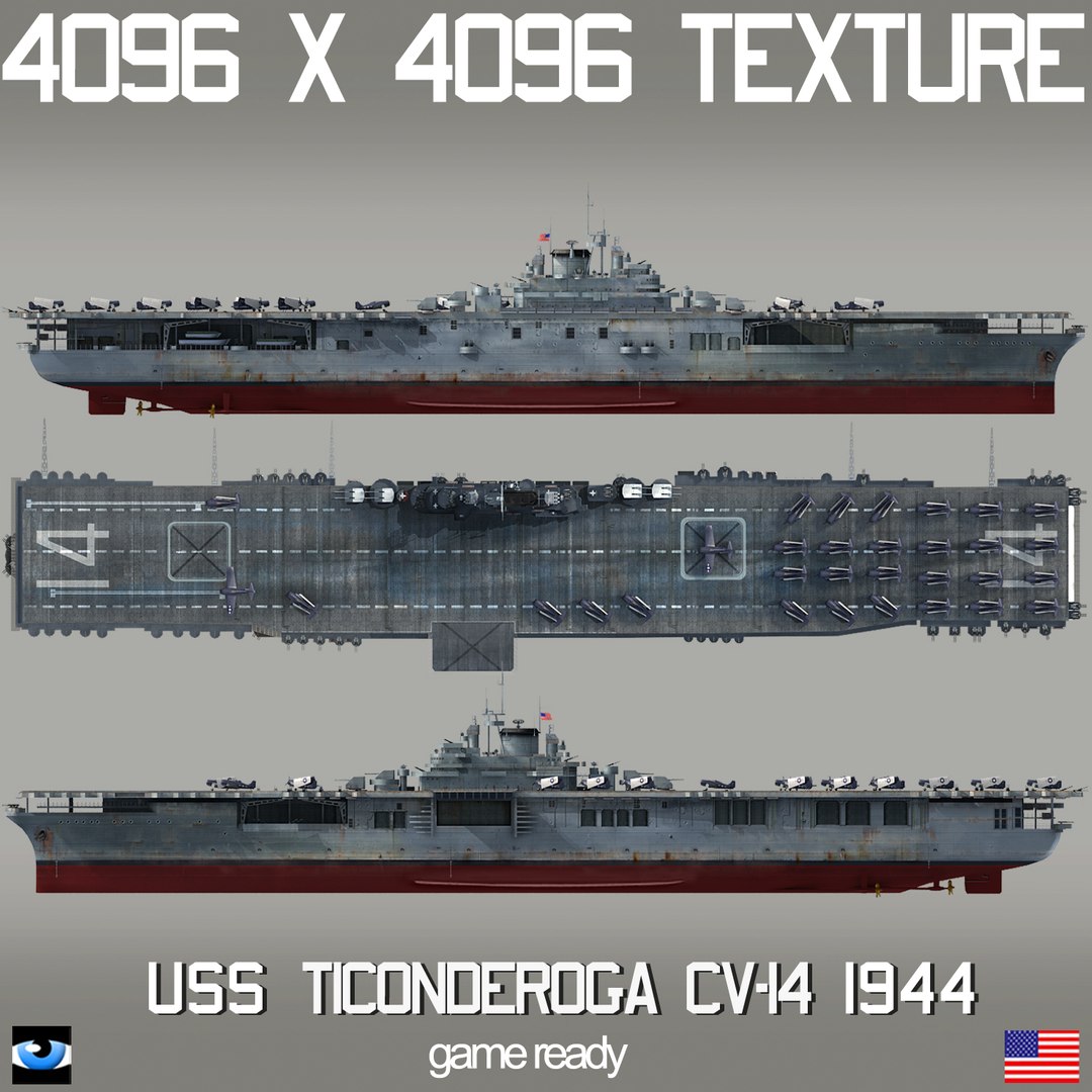 3D Uss Ticonderoga Cv-14 Cv Model - TurboSquid 1413873