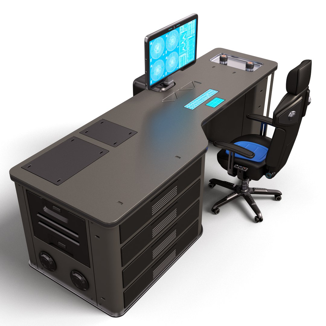 Sci Fi Lab Table Chair 3D Model - TurboSquid 1236016