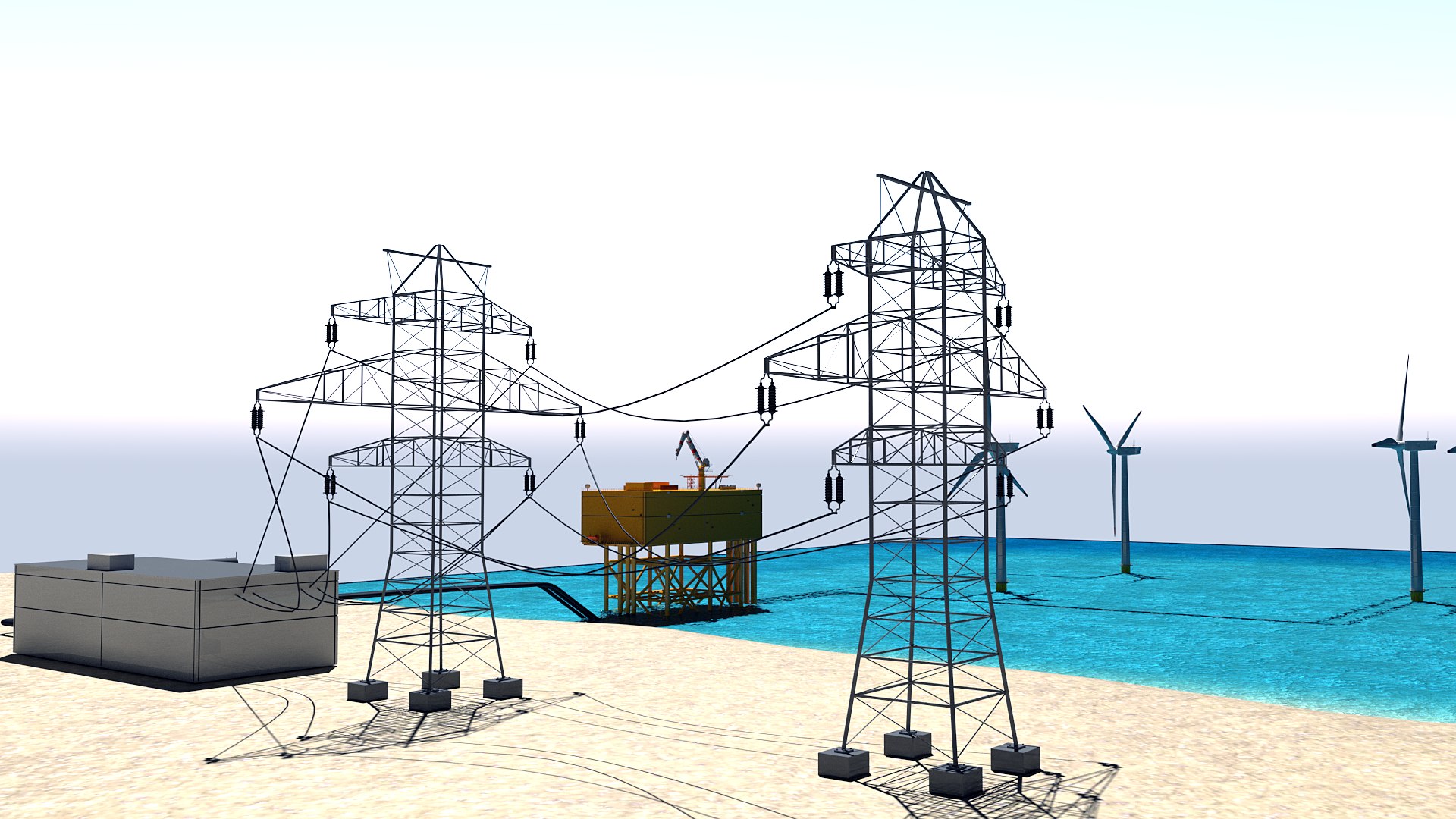 3D Offshore Wind Farm Scene - TurboSquid 1999232