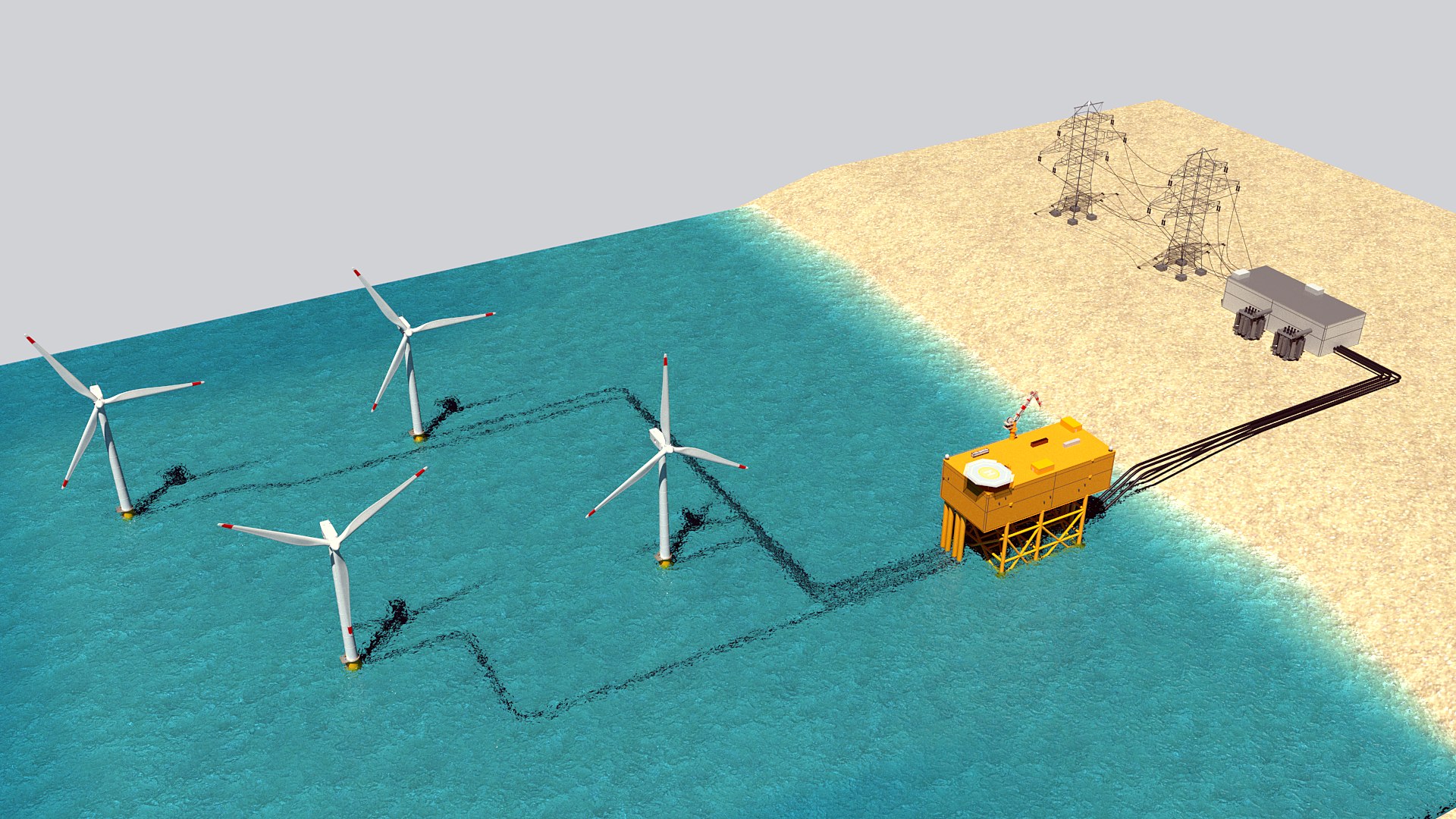 3D Offshore Wind Farm Scene - TurboSquid 1999232