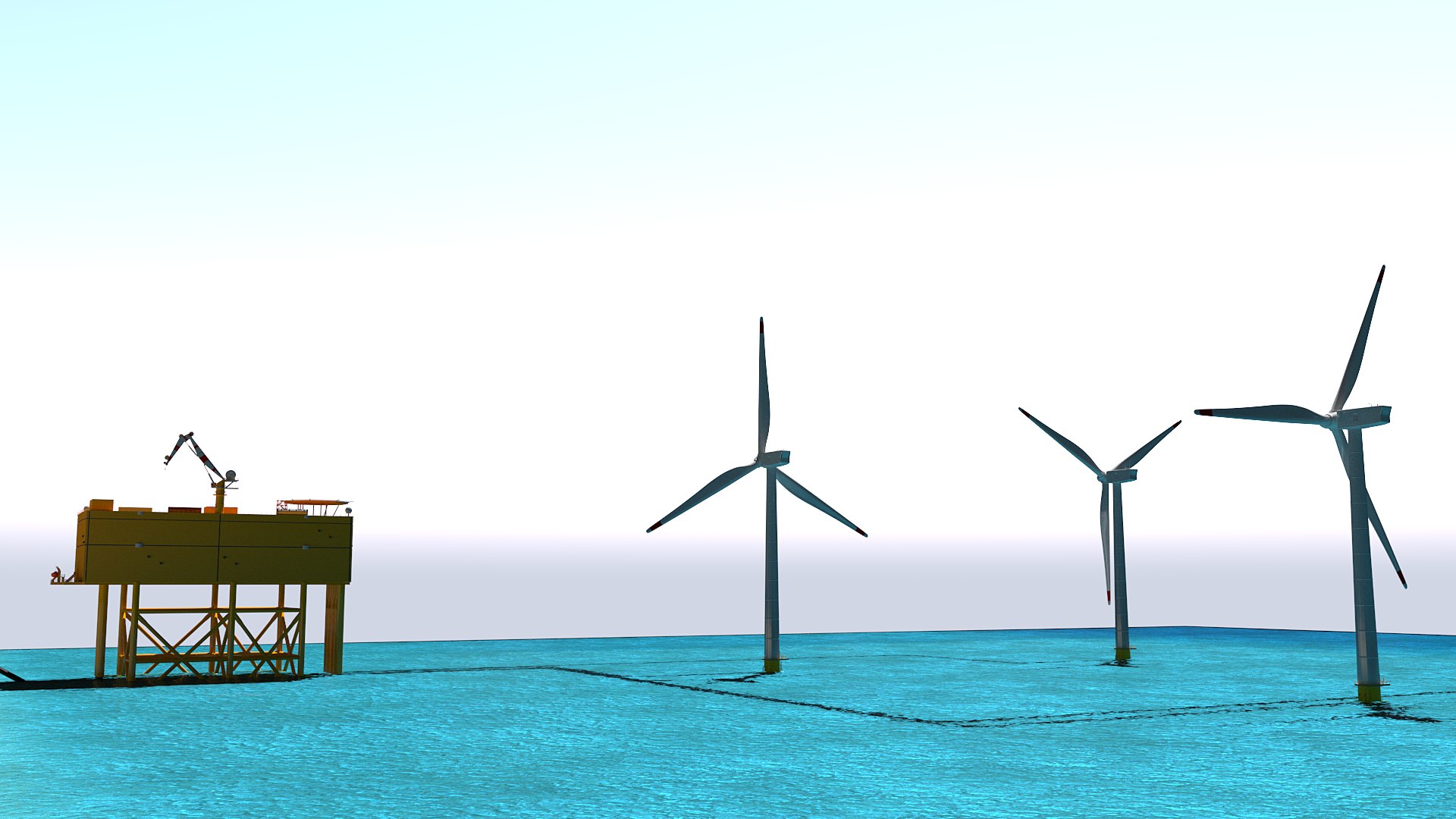3D Offshore Wind Farm Scene - TurboSquid 1999232