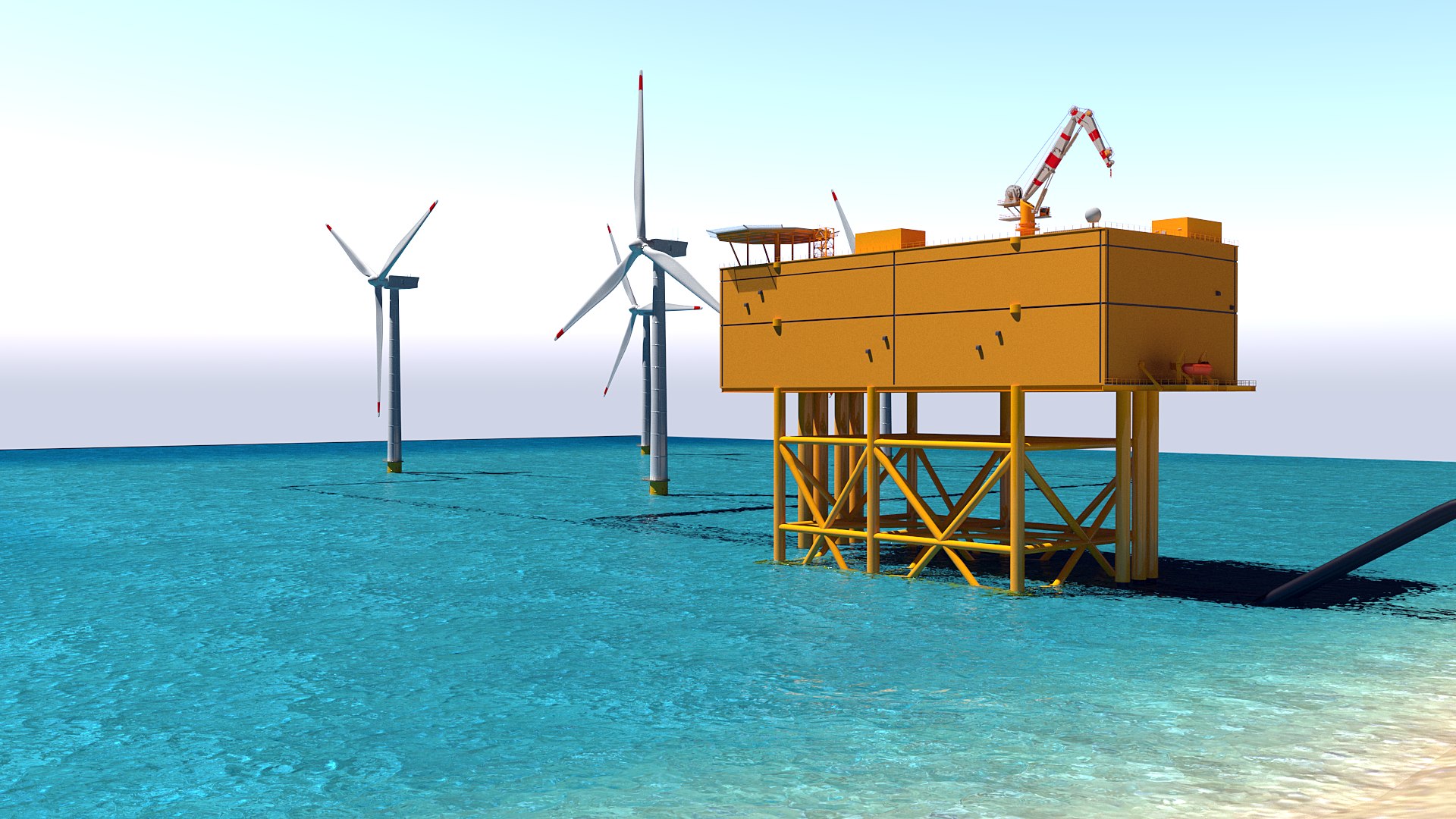 3D Offshore Wind Farm Scene - TurboSquid 1999232