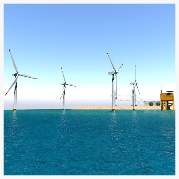 3D Offshore Wind Farm Scene - TurboSquid 1999232