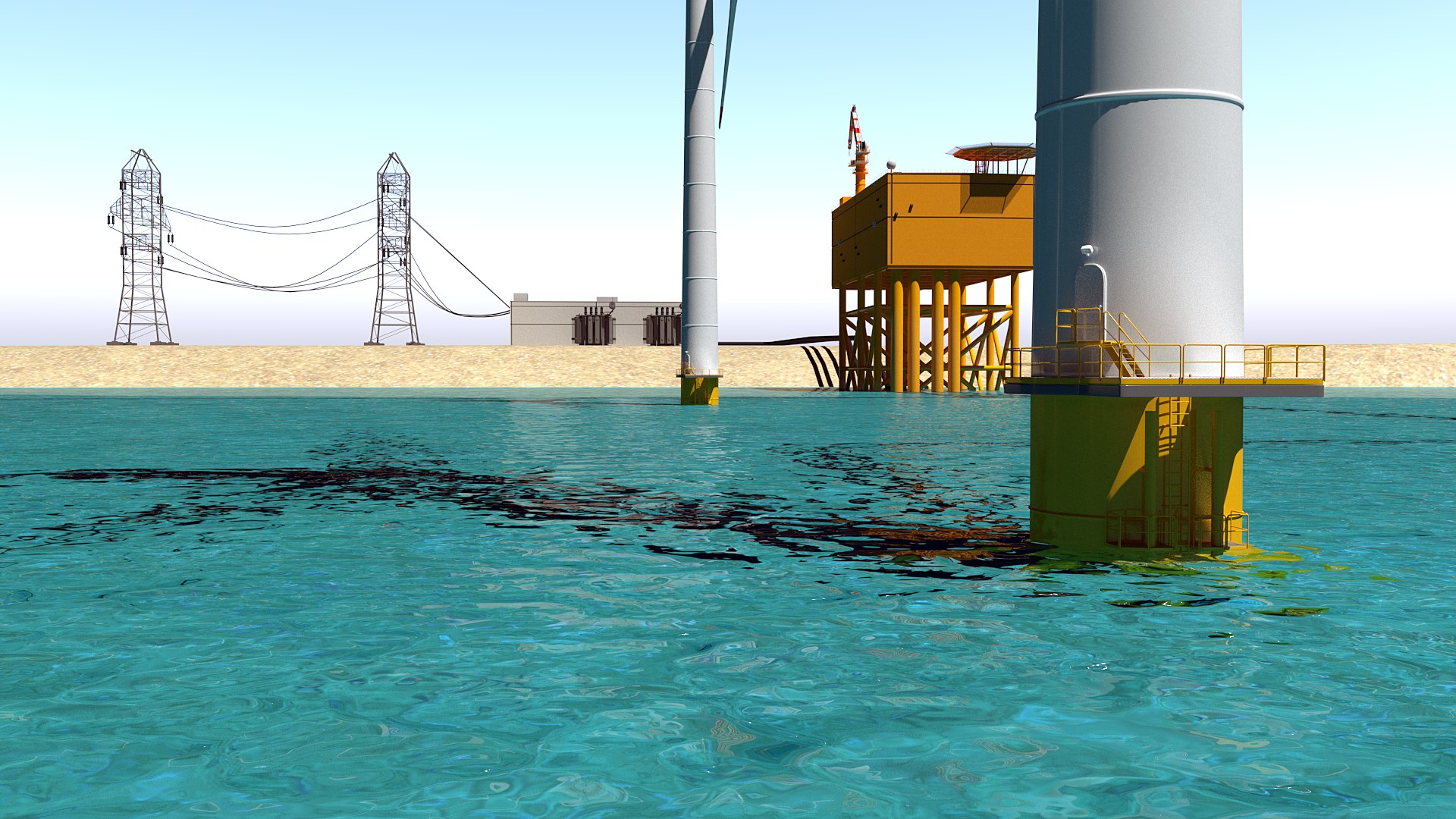 3D Offshore Wind Farm Scene - TurboSquid 1999232