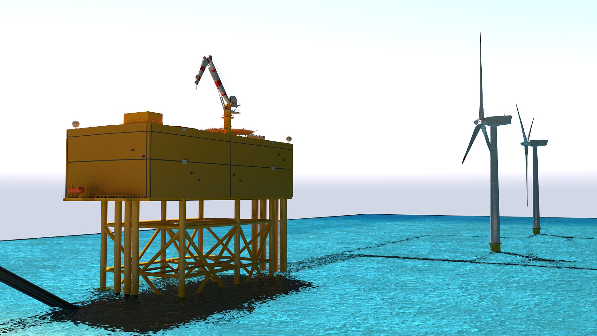 3D Offshore Wind Farm Scene - TurboSquid 1999232