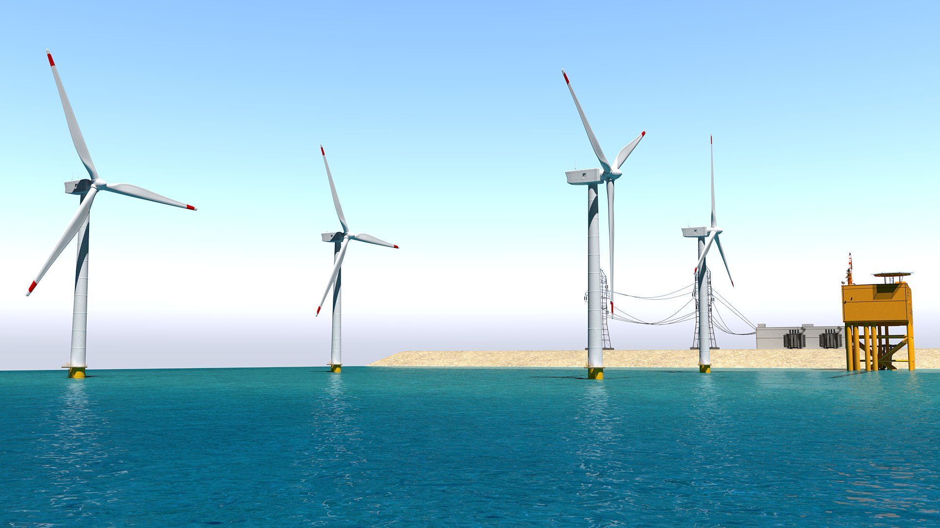 3D Offshore Wind Farm Scene - TurboSquid 1999232