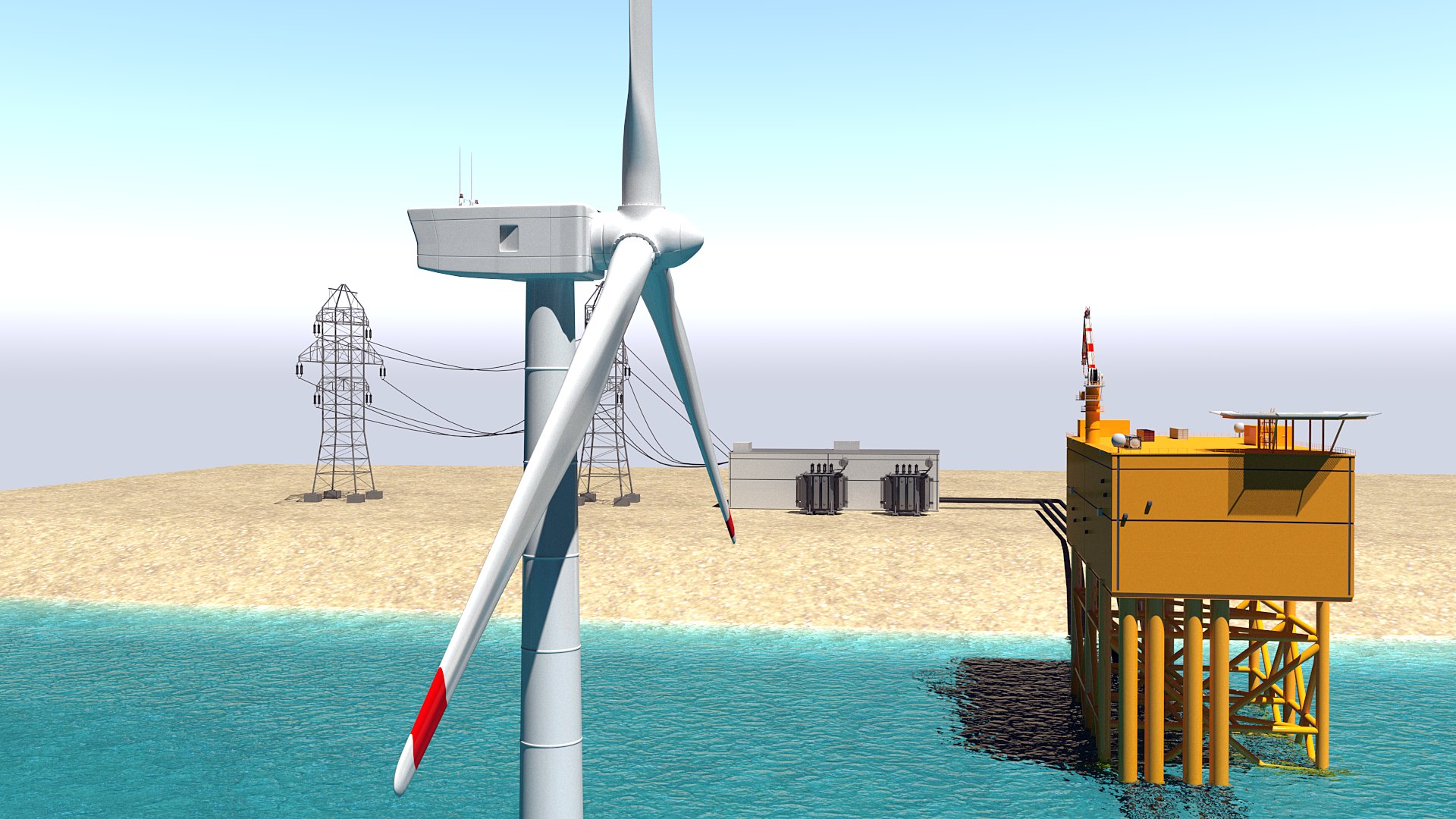 3D Offshore Wind Farm Scene - TurboSquid 1999232