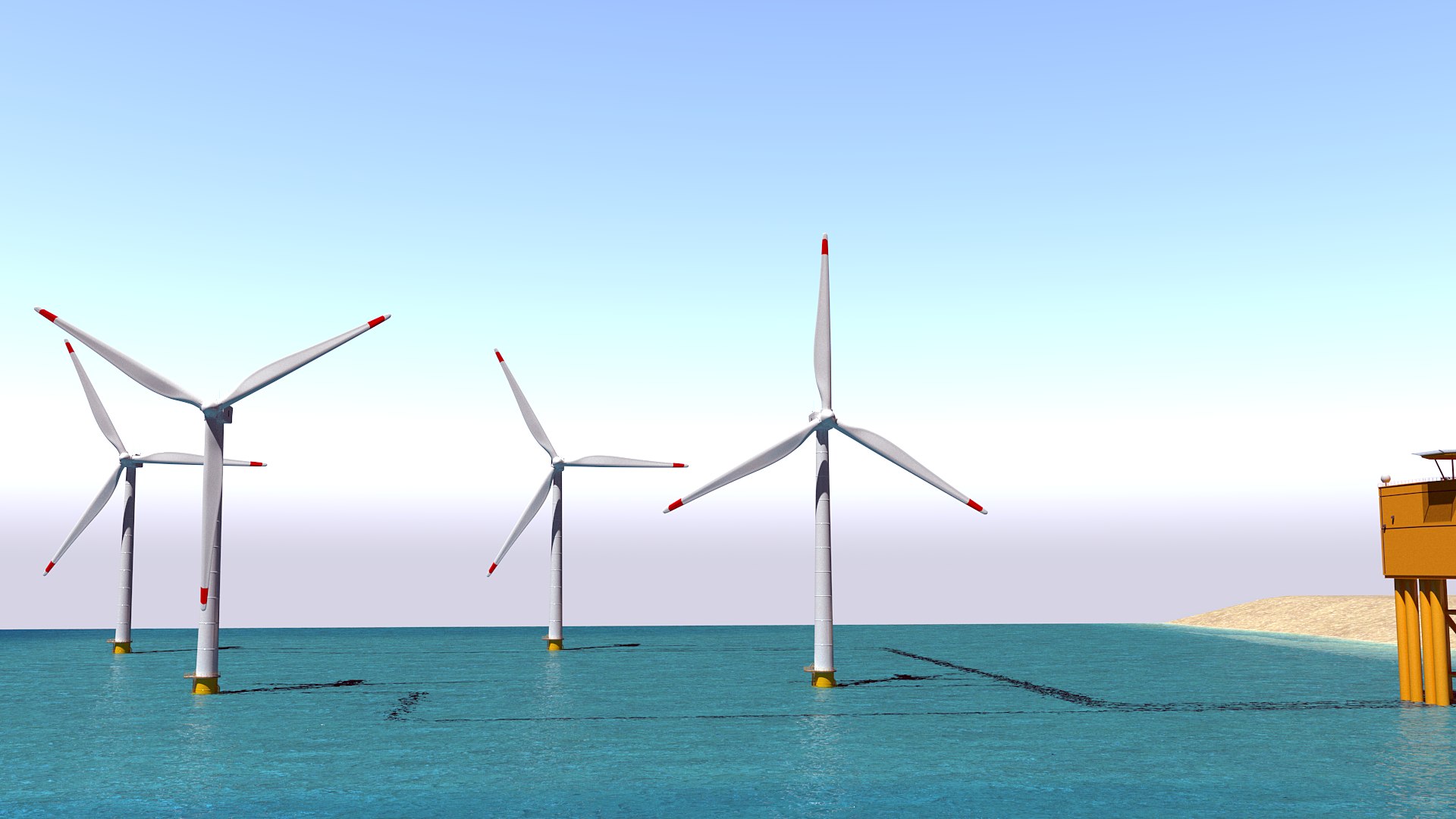 3D Offshore Wind Farm Scene - TurboSquid 1999232