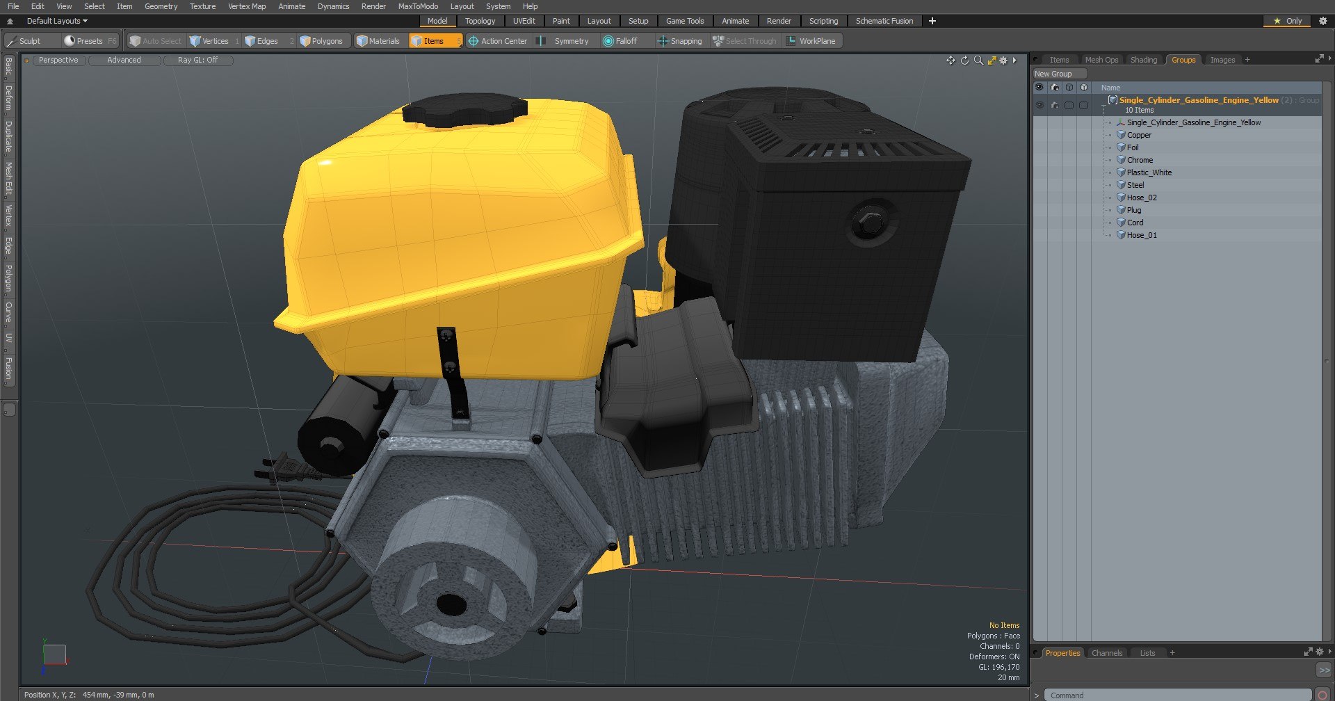 3D Single Cylinder Gasoline Engine Yellow - TurboSquid 2154641