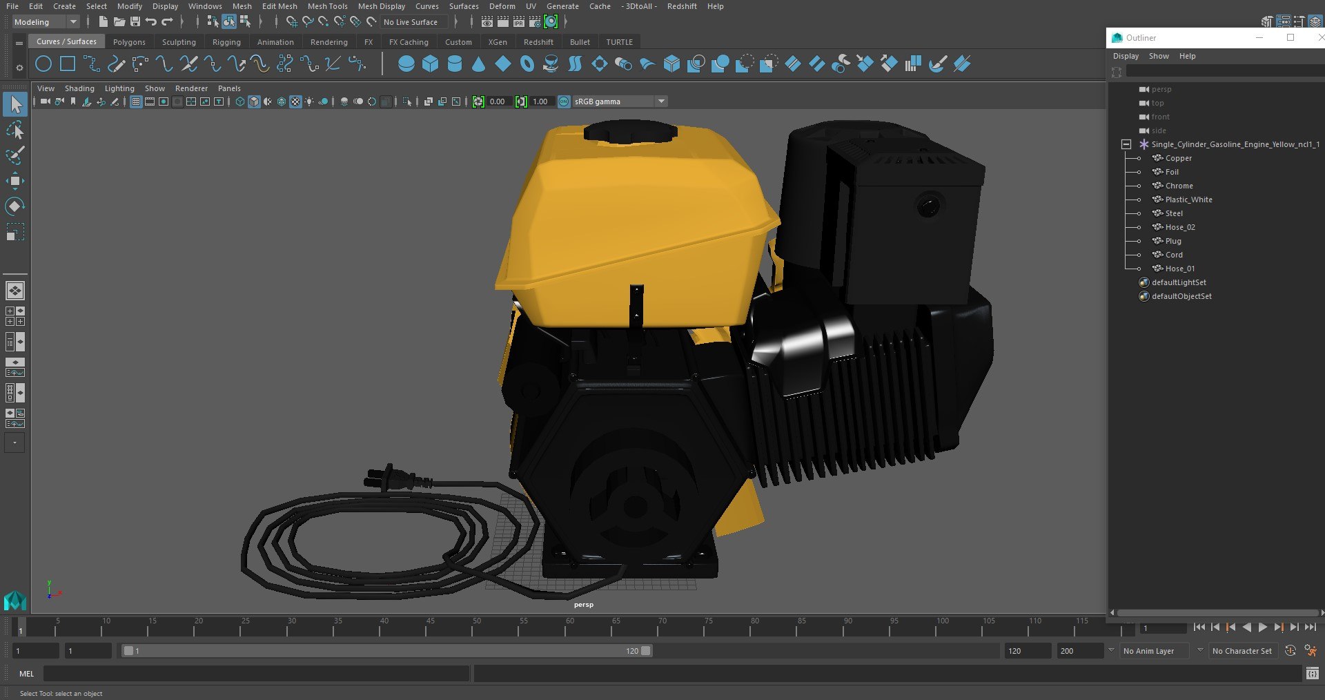 3D Single Cylinder Gasoline Engine Yellow - TurboSquid 2154641