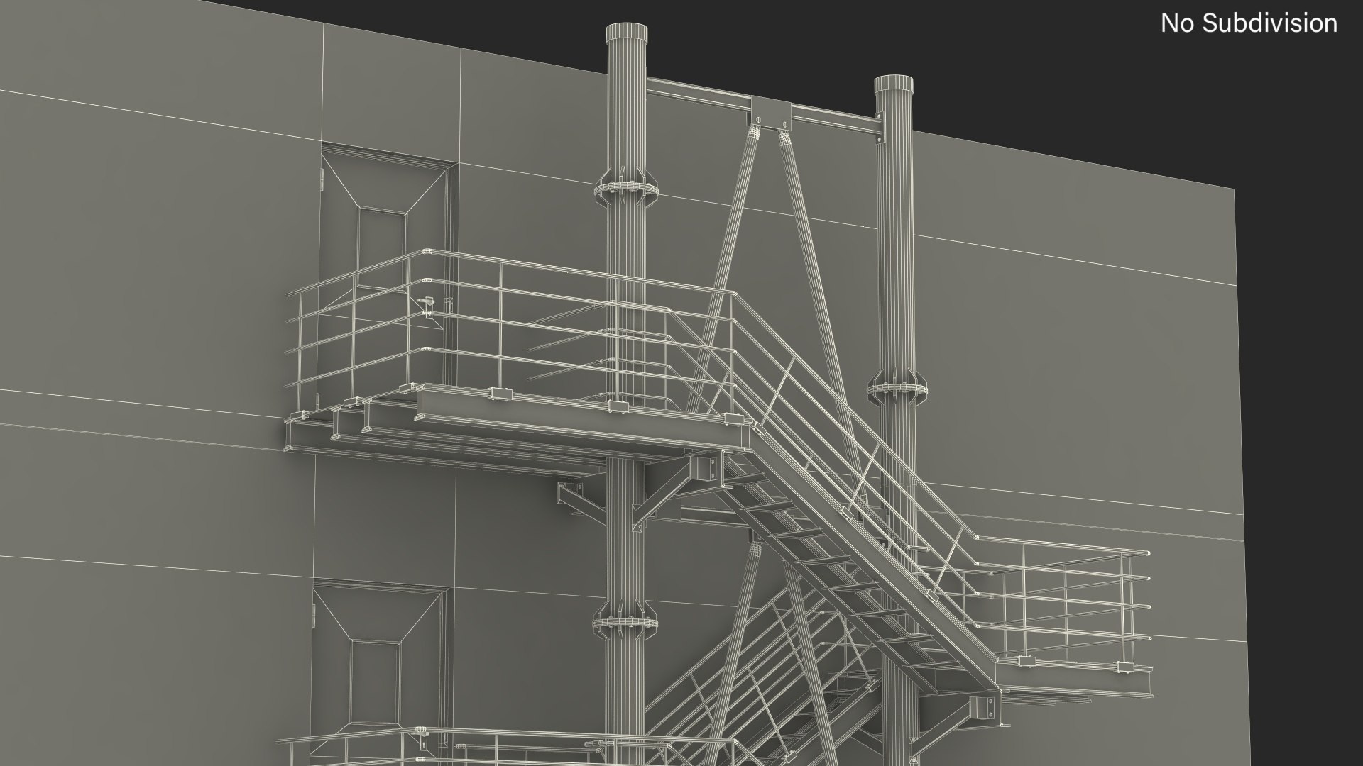 3D Fire Escape With House Wall - TurboSquid 2276289