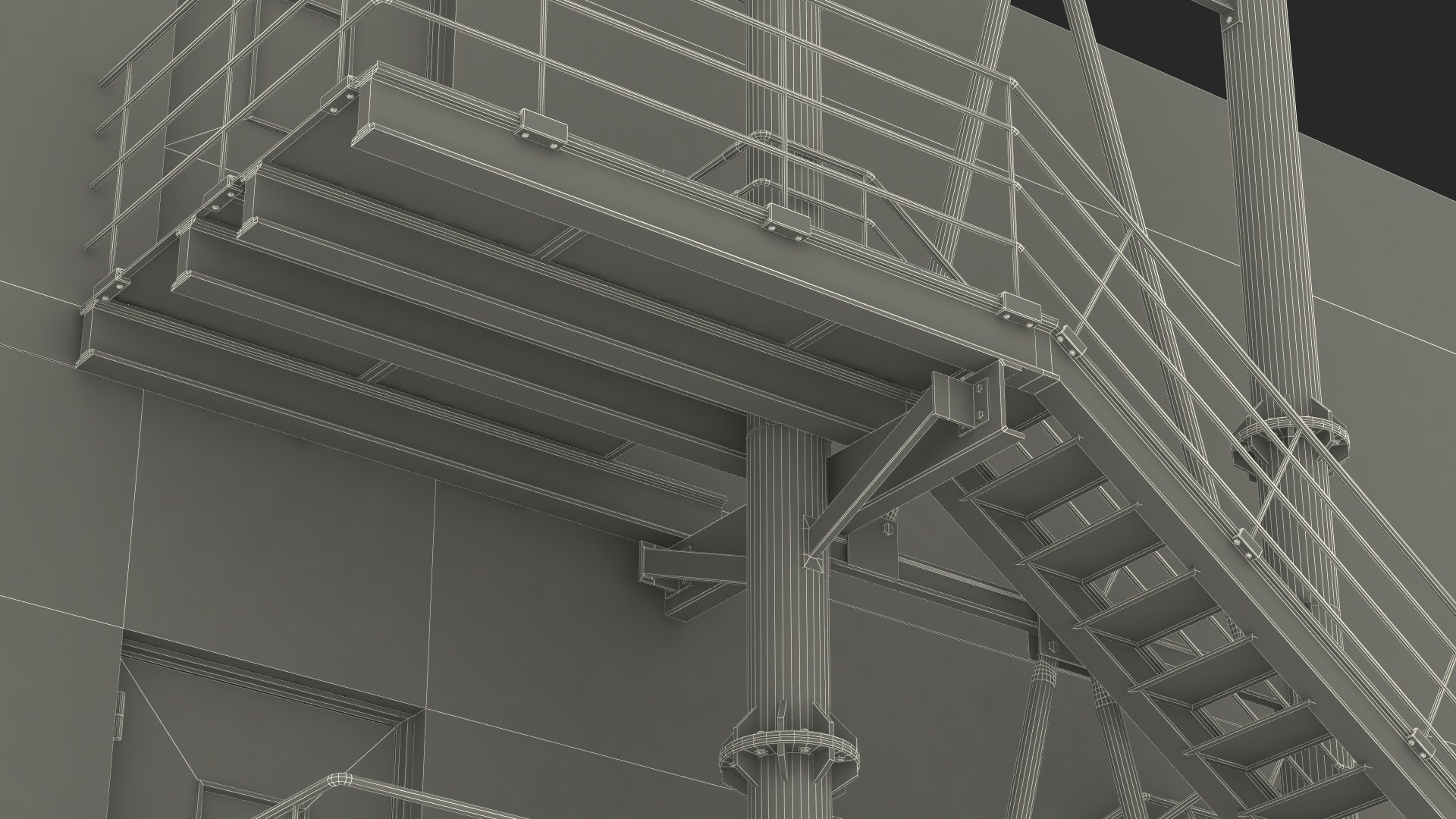 3D Fire Escape With House Wall - TurboSquid 2276289