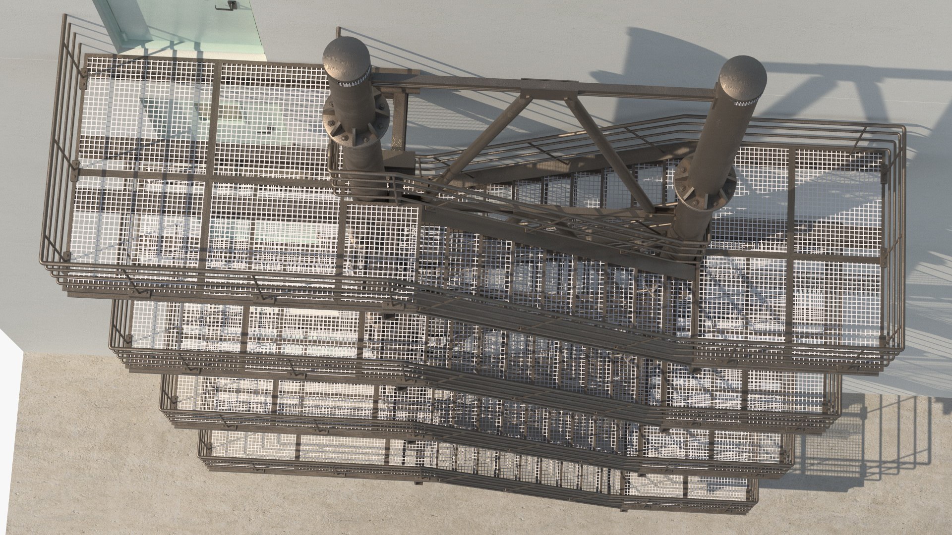 3D Fire Escape With House Wall - TurboSquid 2276289