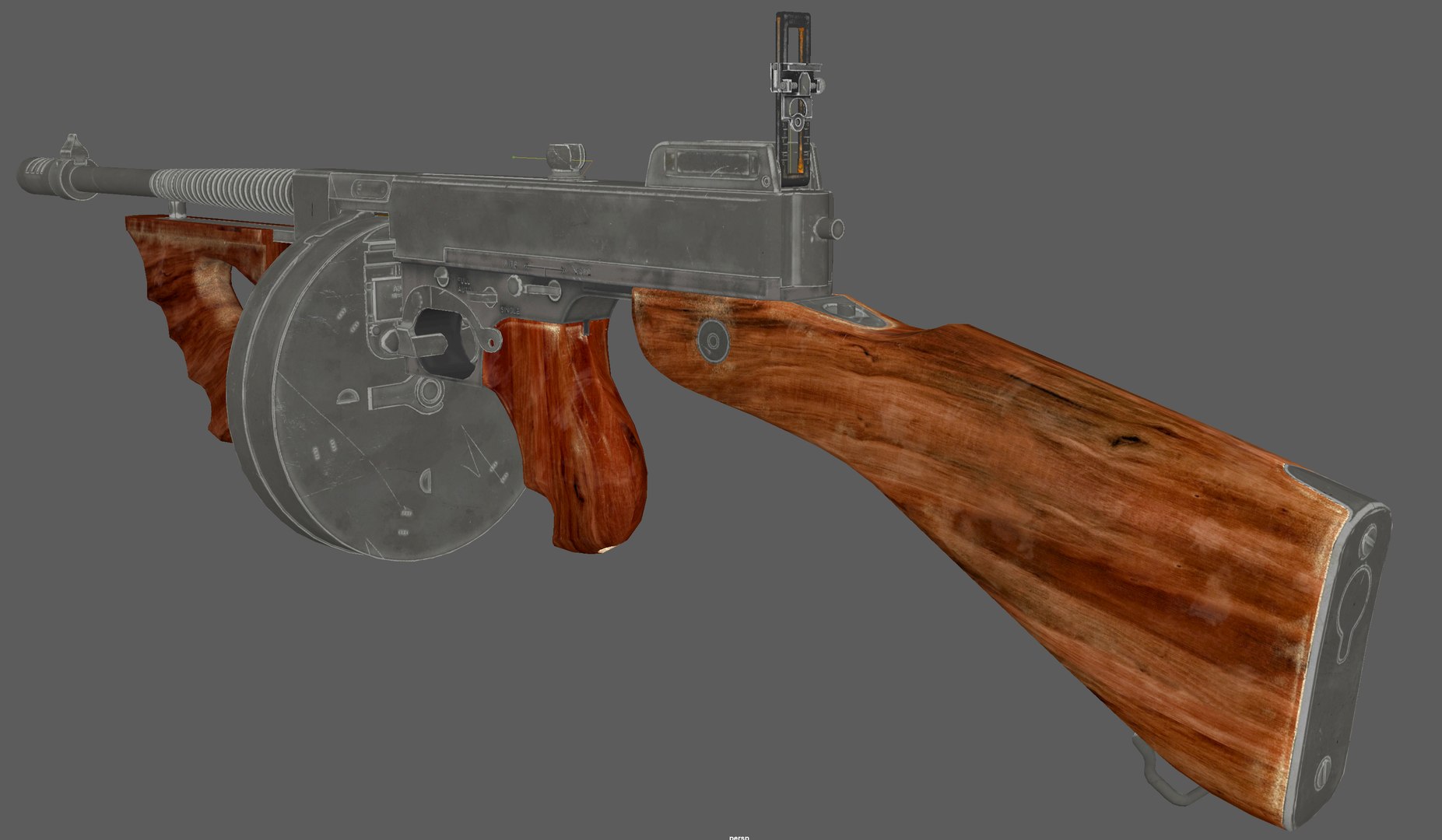 Thompson Gun 3D Rigged Model Model - TurboSquid 1810389