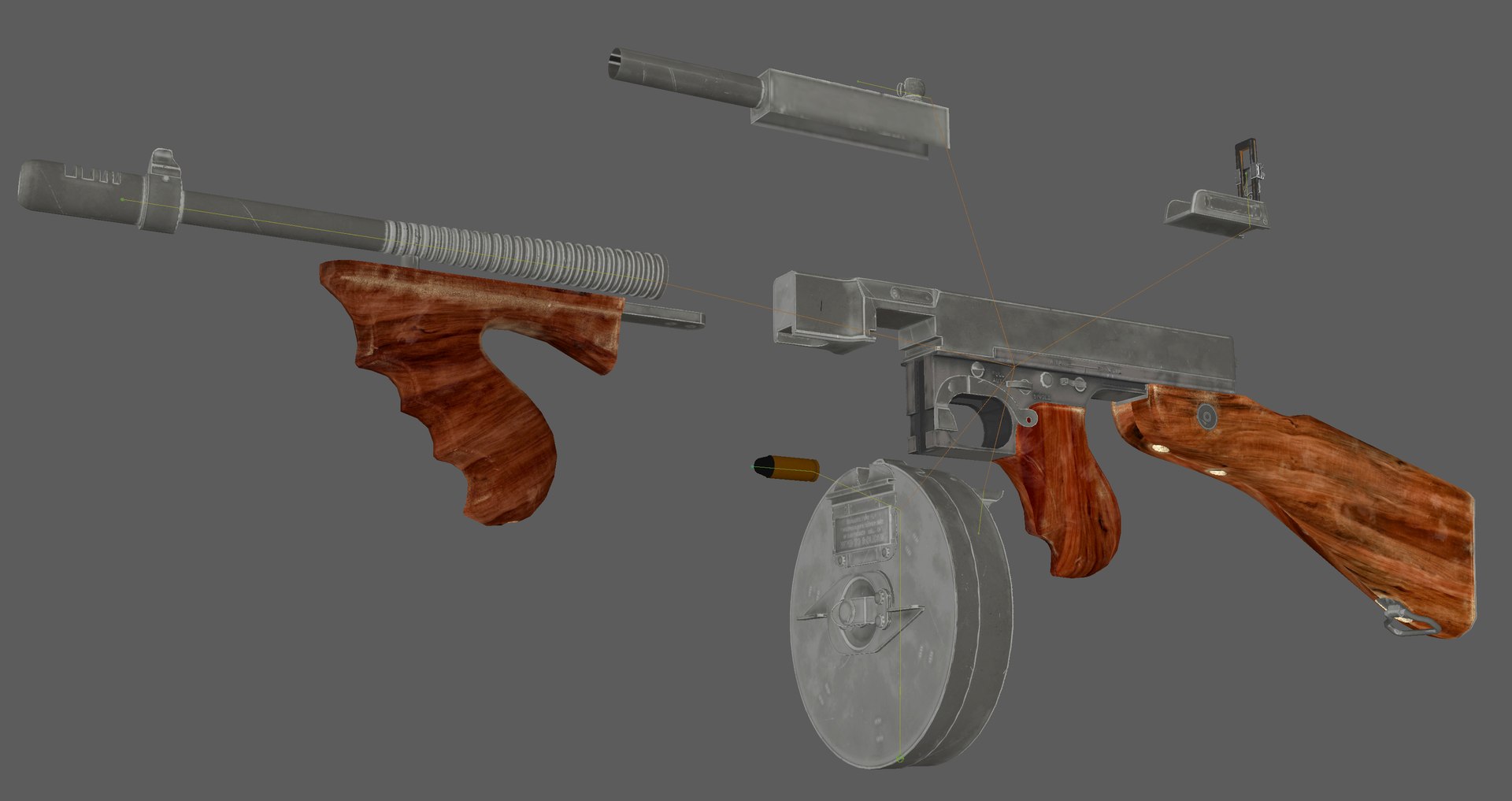 Thompson Gun 3D Rigged Model Model - TurboSquid 1810389