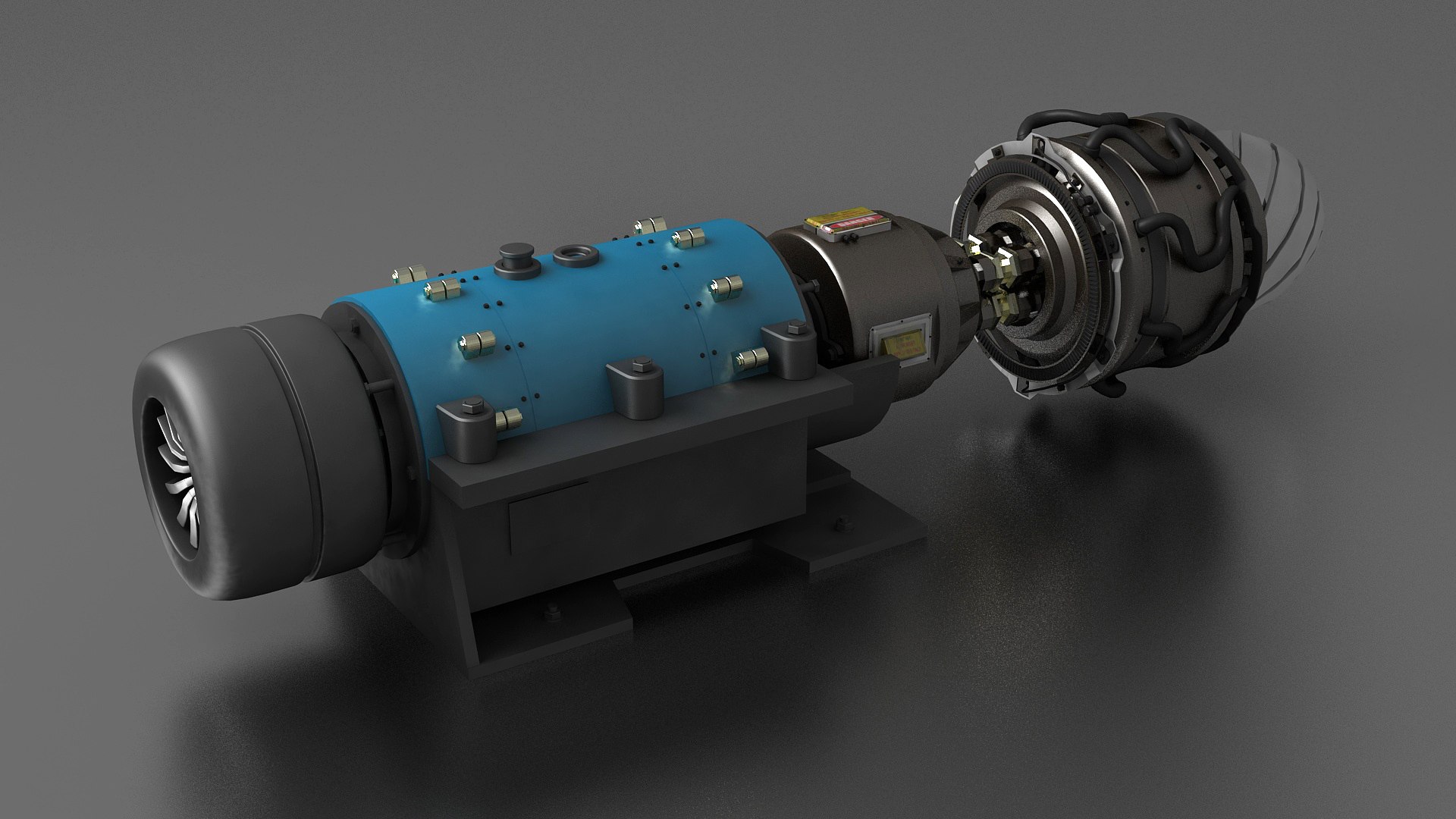 3D Turbofan Engine Falcon Supersonic Sectioned Interior Model ...
