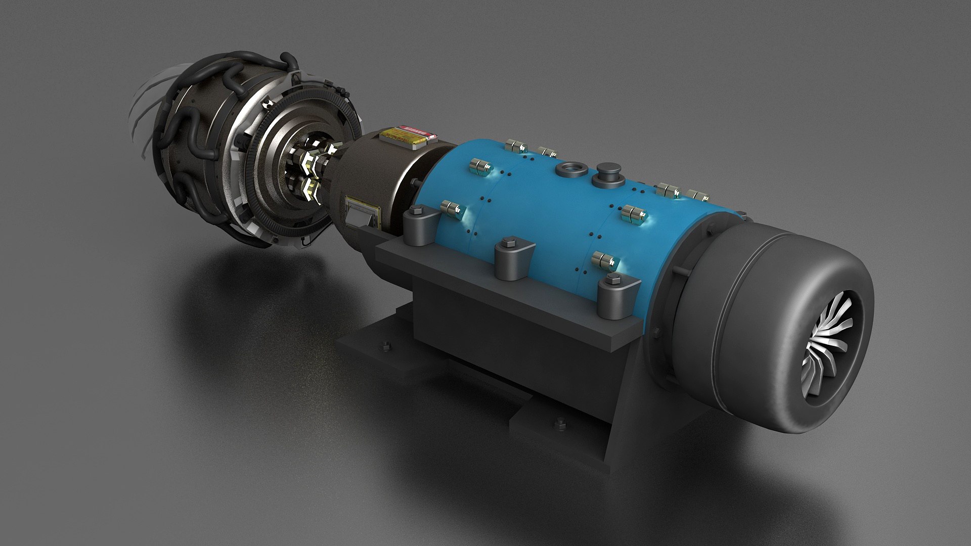 3D Turbofan Engine Falcon Supersonic Sectioned Interior Model ...