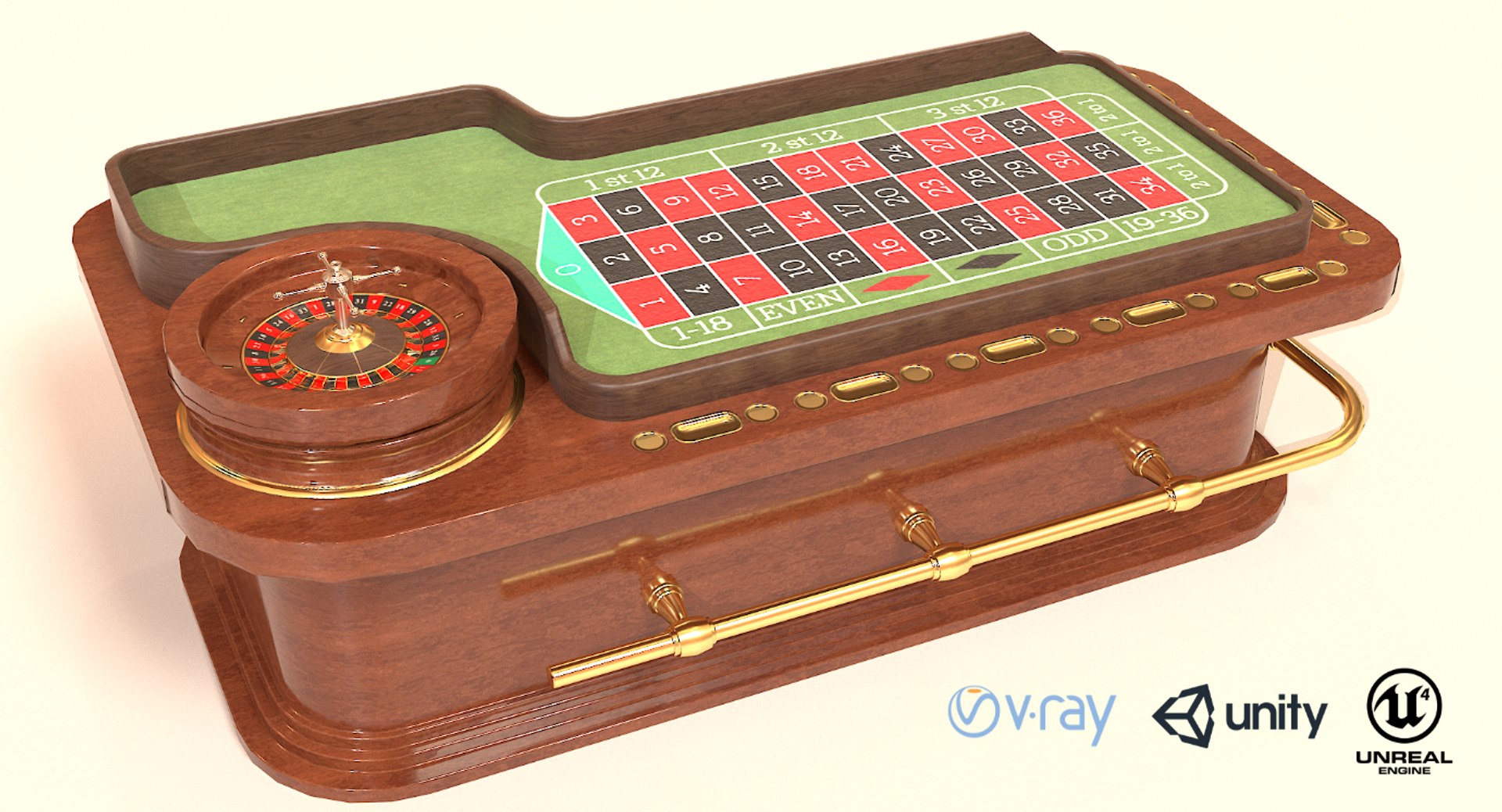 Roulette Table 3D Model - TurboSquid 1295995