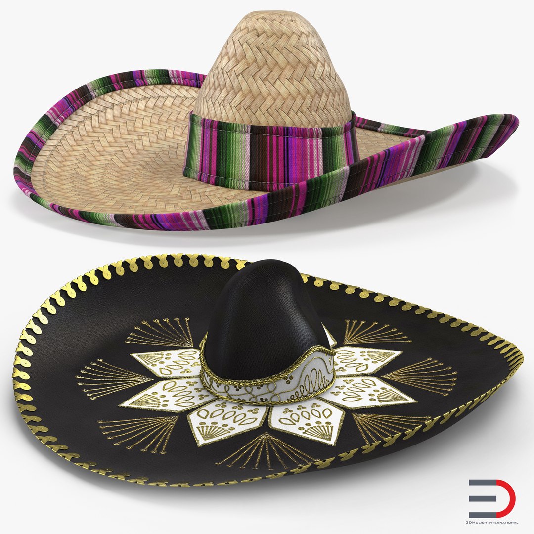 3D sombreros set mexican model - TurboSquid 1168339