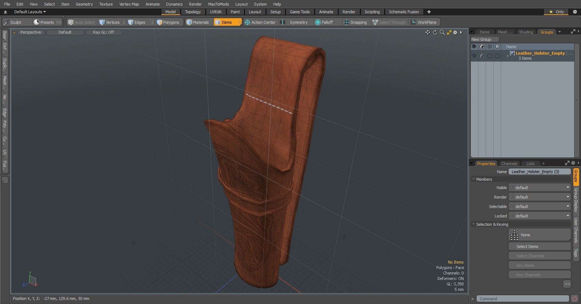 Leather Holster Empty 3D model - TurboSquid 1808631