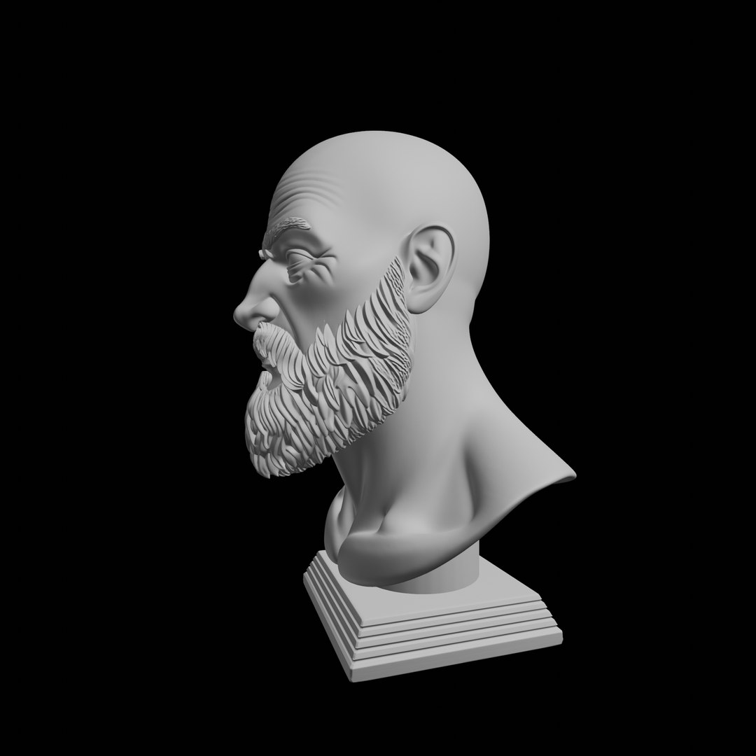 Man With Calm Expression Bust 3D Print Model Serene Portrait Sculpture ...