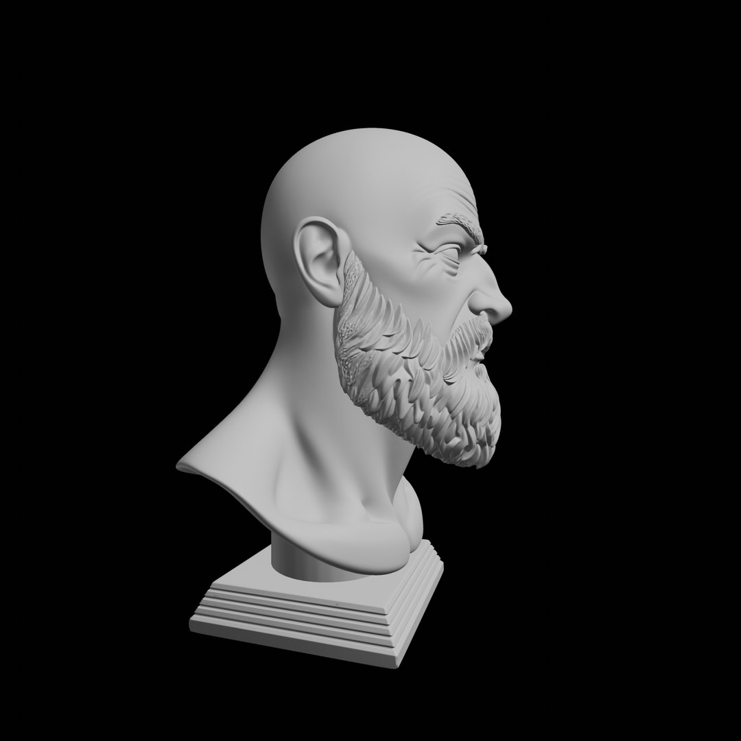 Man With Calm Expression Bust 3D Print Model Serene Portrait Sculpture ...