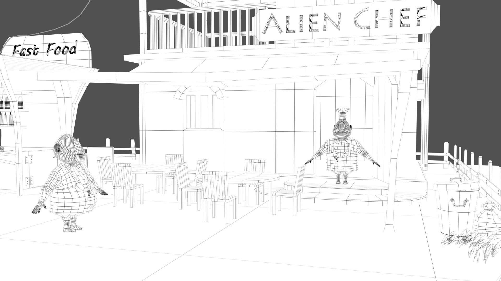 3D alien food shop house model - TurboSquid 1558340