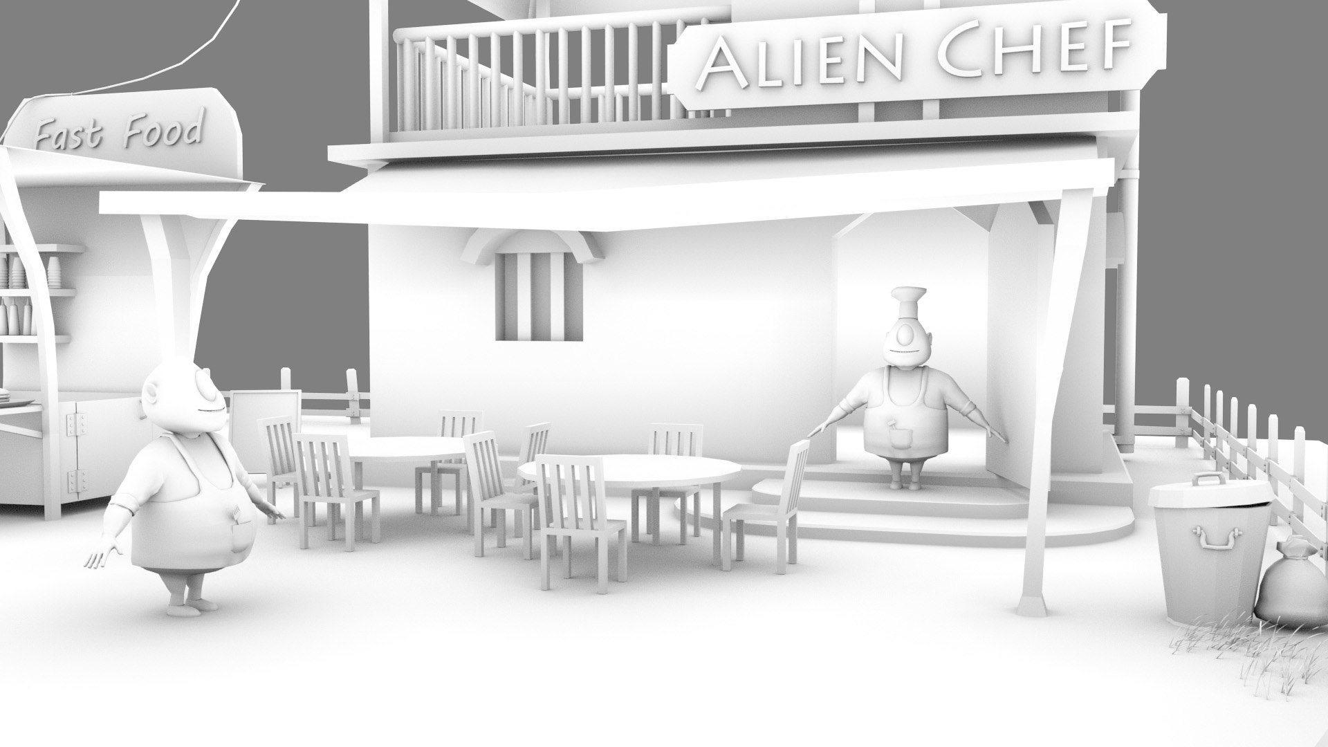 3D alien food shop house model - TurboSquid 1558340