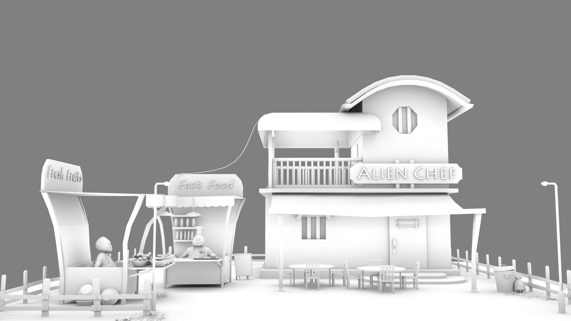 3D alien food shop house model - TurboSquid 1558340