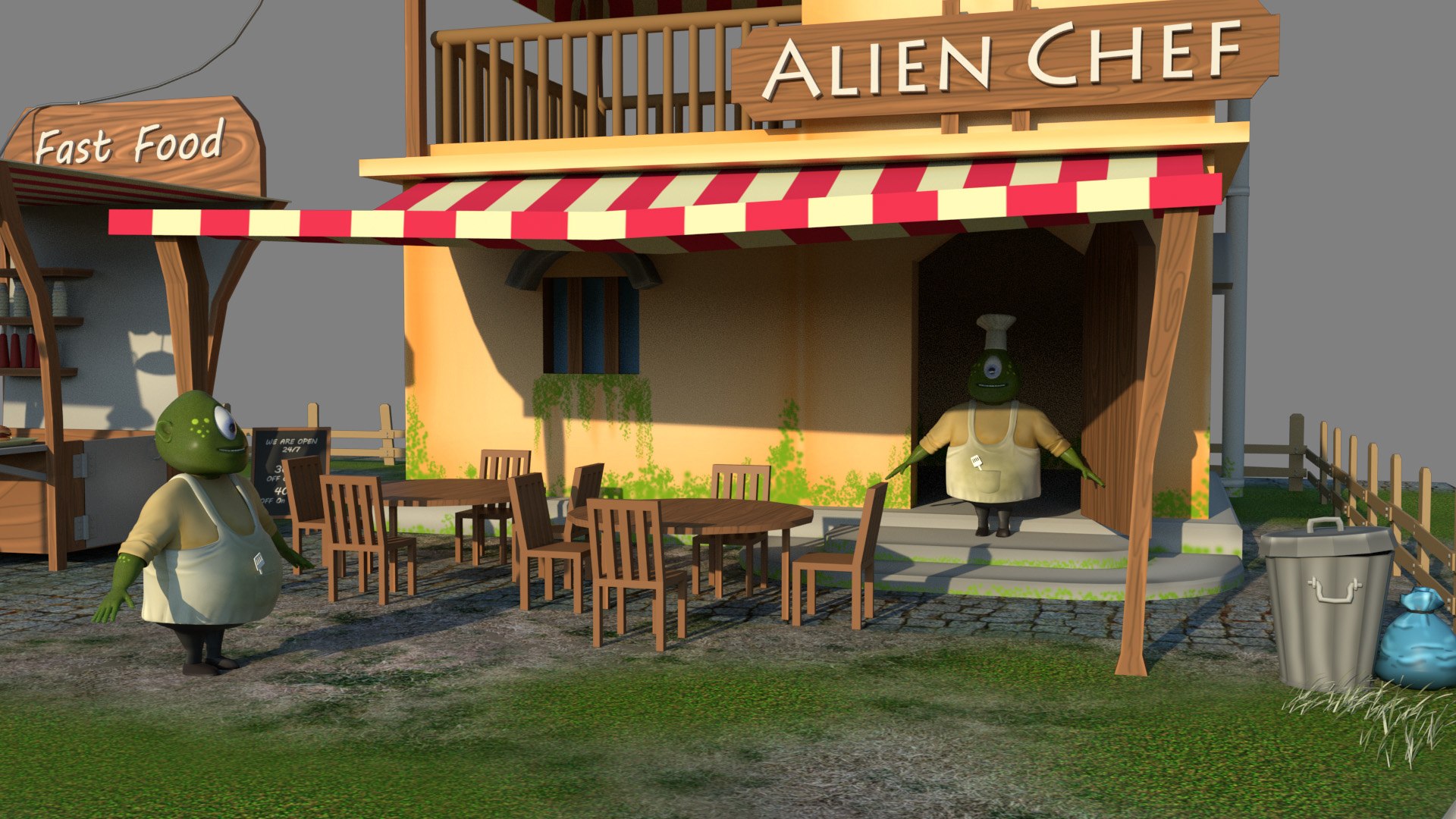 3D alien food shop house model - TurboSquid 1558340