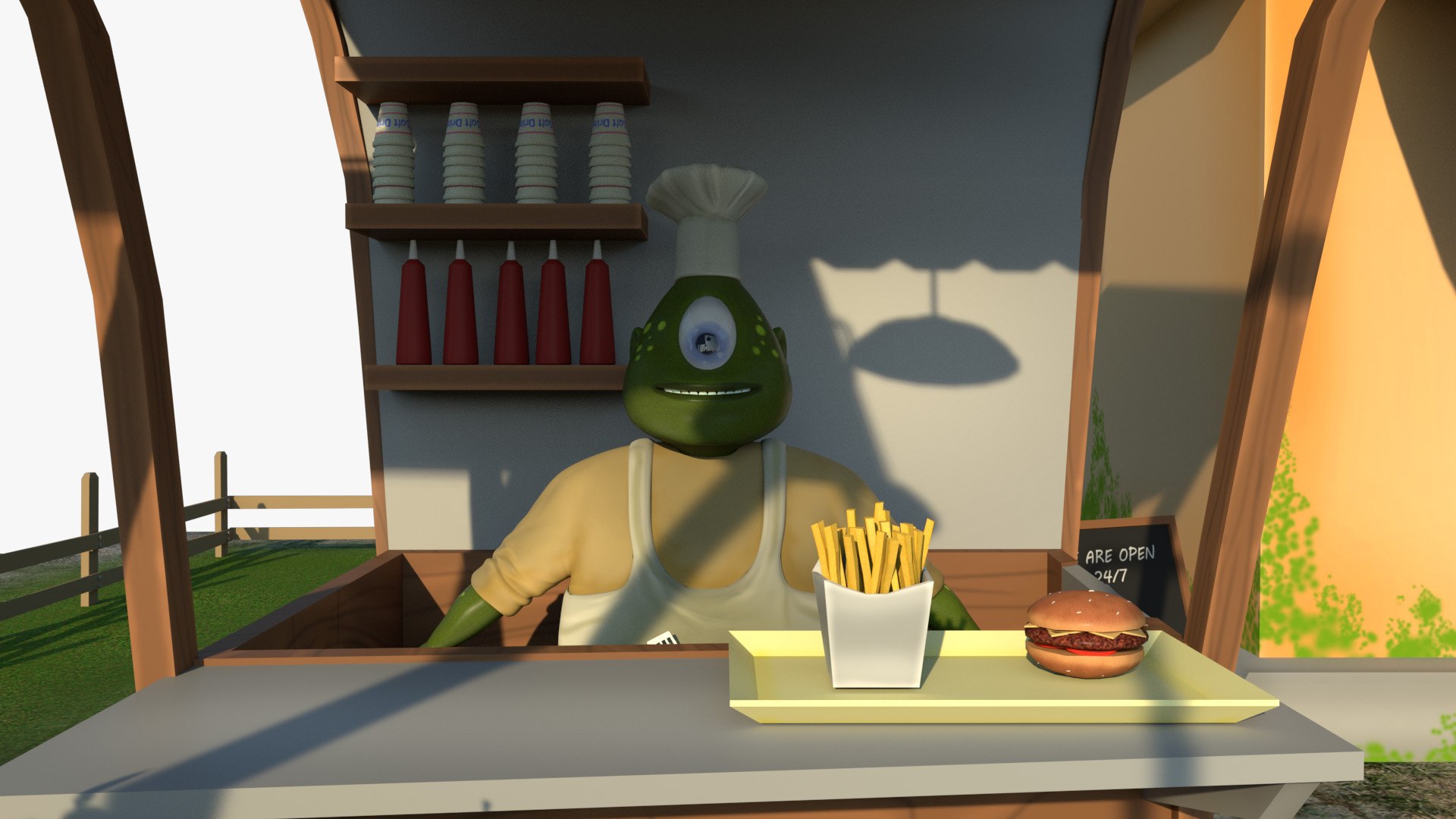 3D alien food shop house model - TurboSquid 1558340