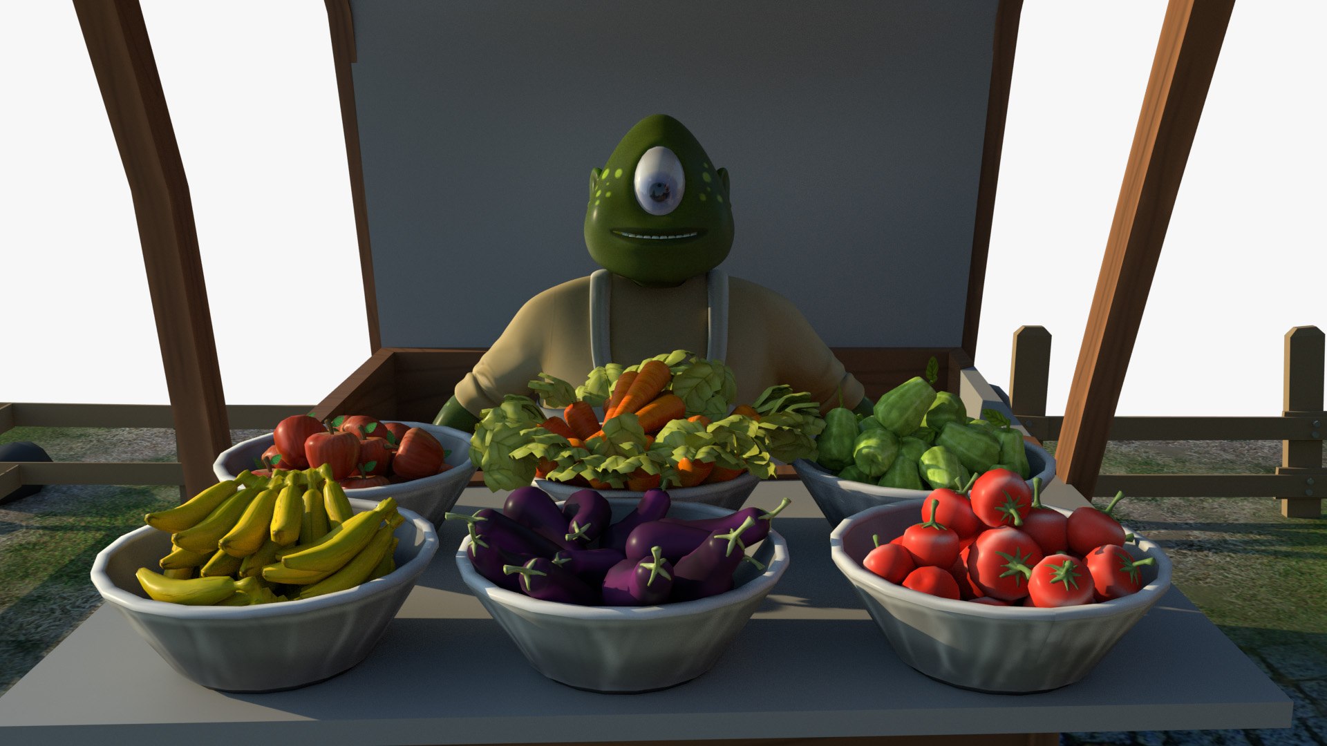 3D alien food shop house model - TurboSquid 1558340