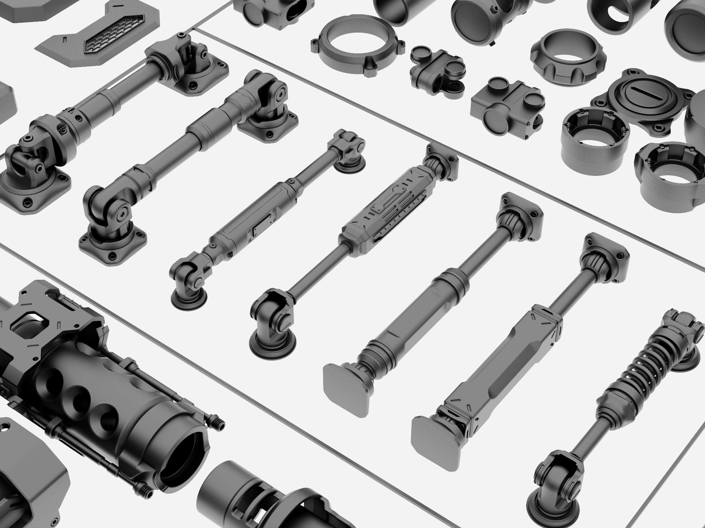 Sci-fi Mecha Parts Assembly Kit Mechanical Component Model Pack 3D ...