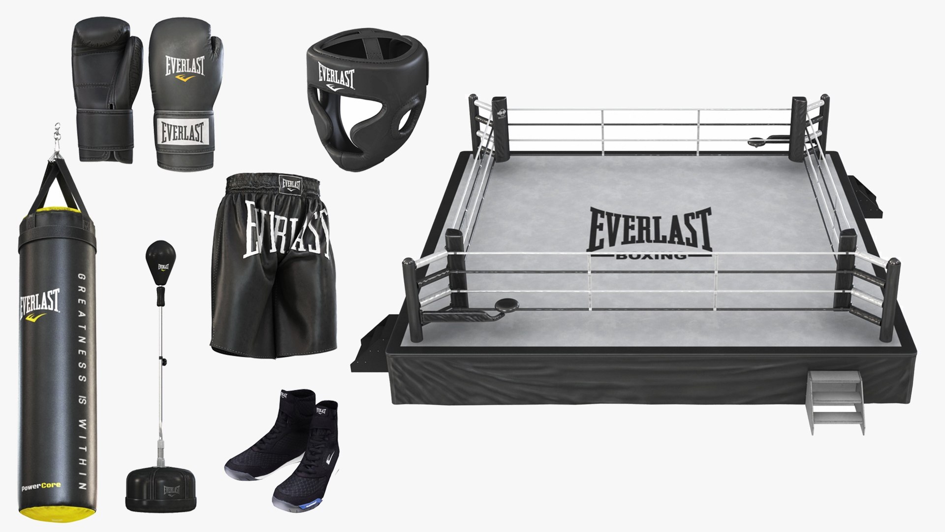 Boxing Set Black White 7 In 1 3D Model - TurboSquid 2403921
