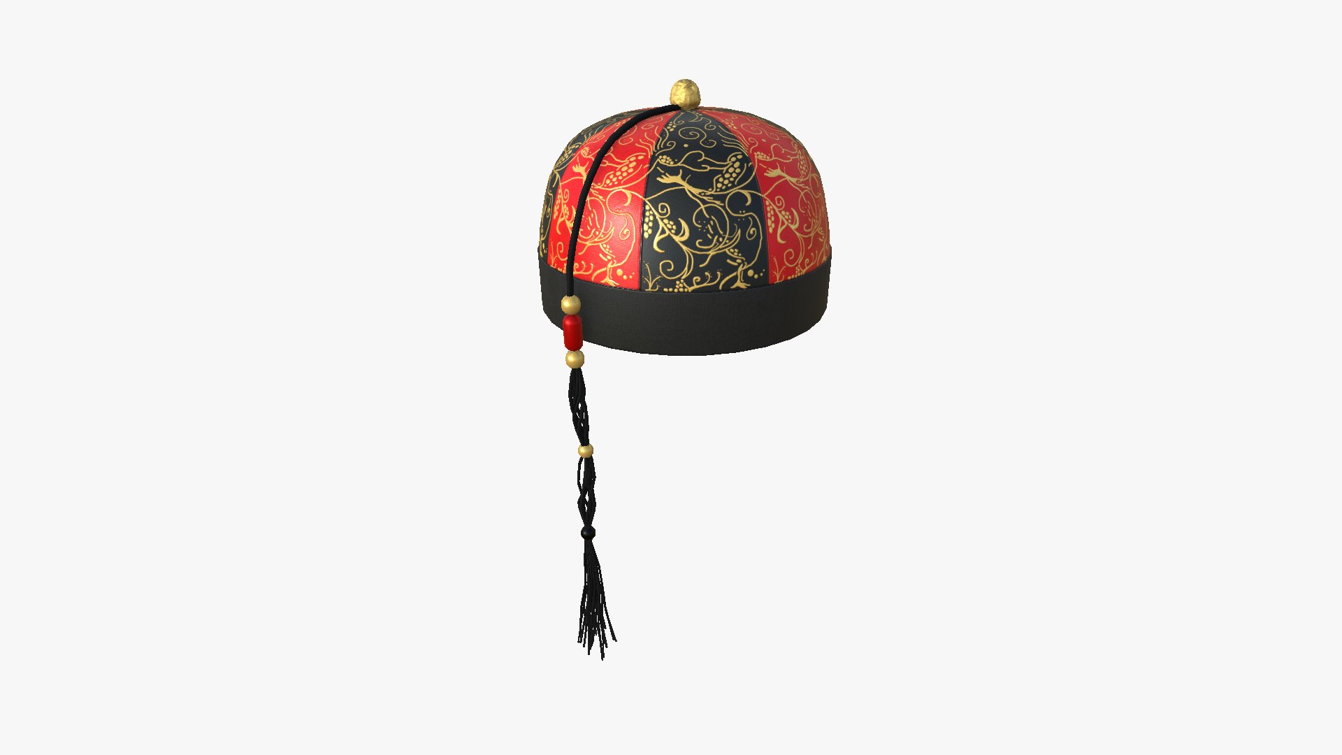 Chinese Traditional Hat A03 Black Red - Character Design Model ...