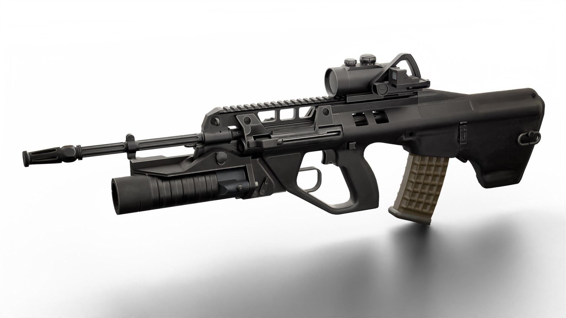 Realistic Tactical Assault Rifle 3D ModelGame ReadyPBR TexturedGrenade Launcher Red Dot Sight 3D ...