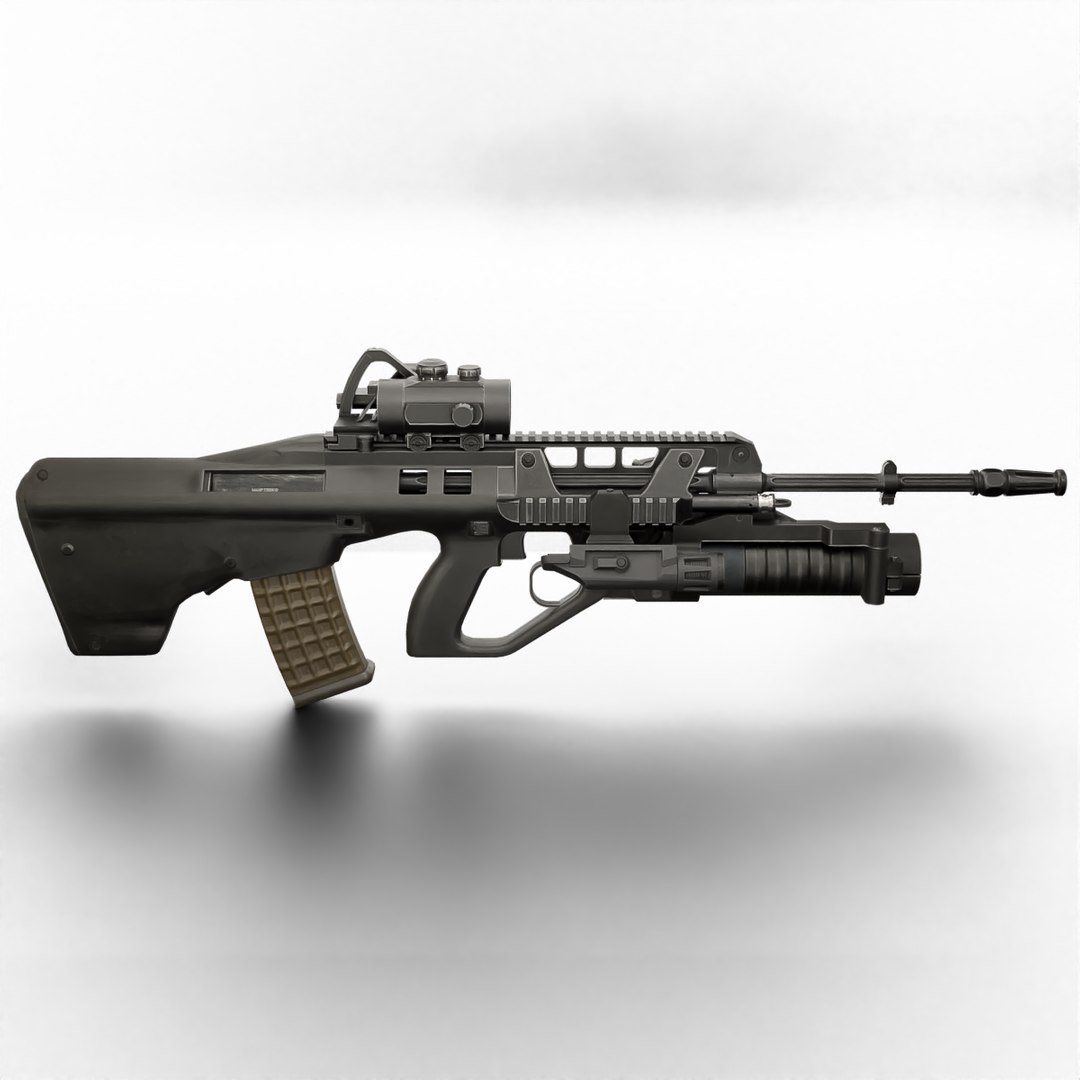 Realistic Tactical Assault Rifle 3D ModelGame ReadyPBR TexturedGrenade ...
