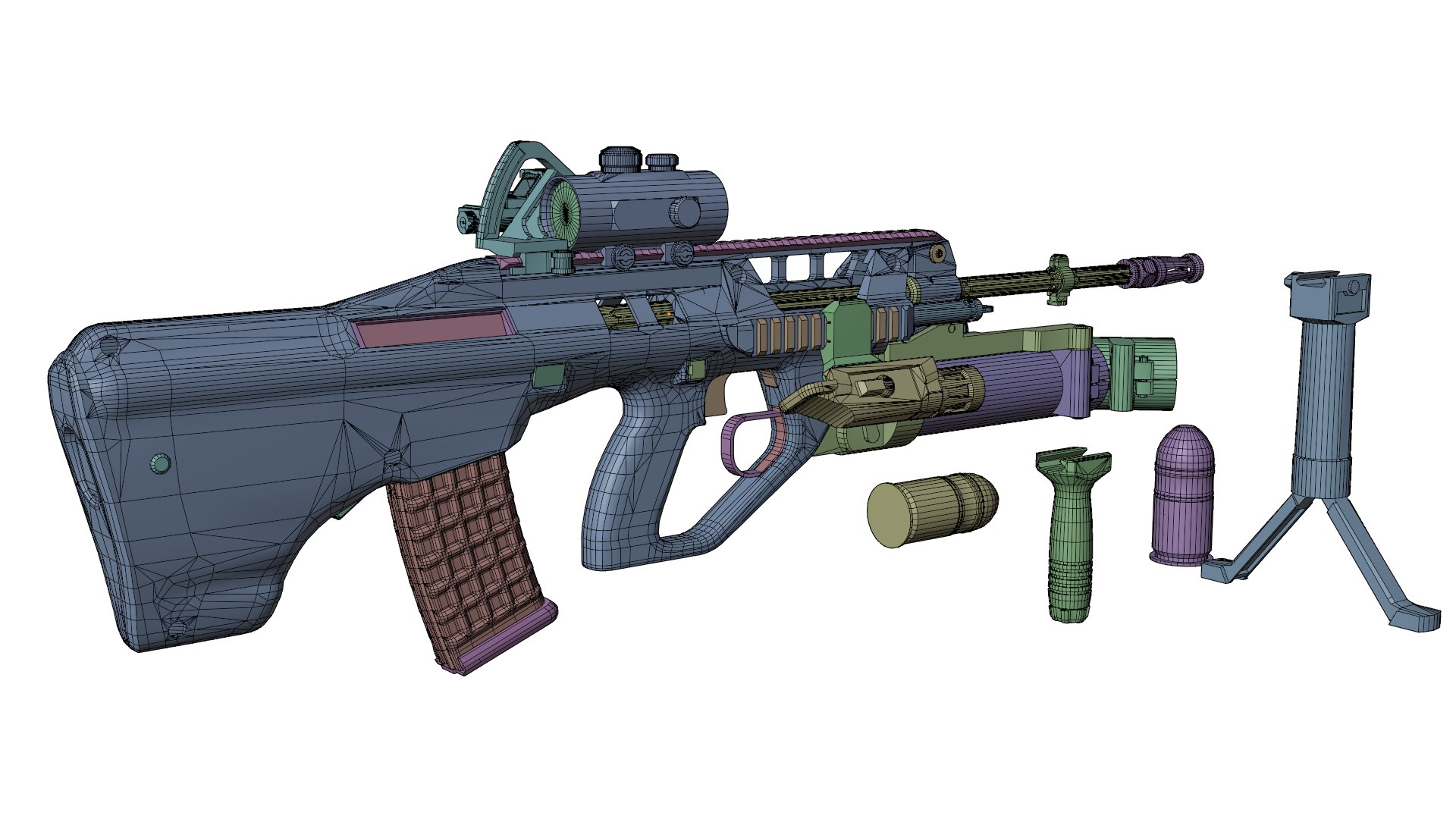 Realistic Tactical Assault Rifle 3D Model Game Ready PBR Textured ...