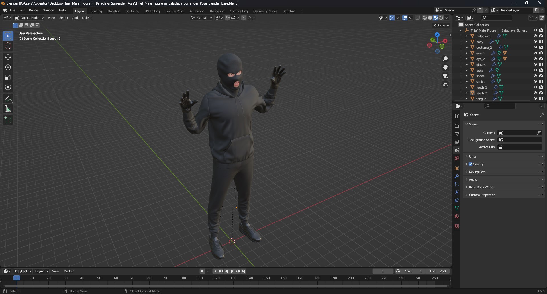 3D Thief Male Figure In Balaclava Surrender Pose - TurboSquid 2340786