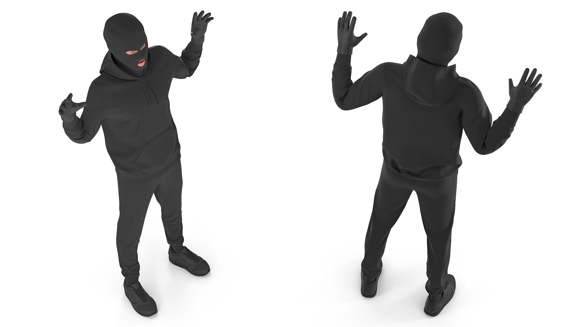 3D Thief Male Figure In Balaclava Surrender Pose - TurboSquid 2340786
