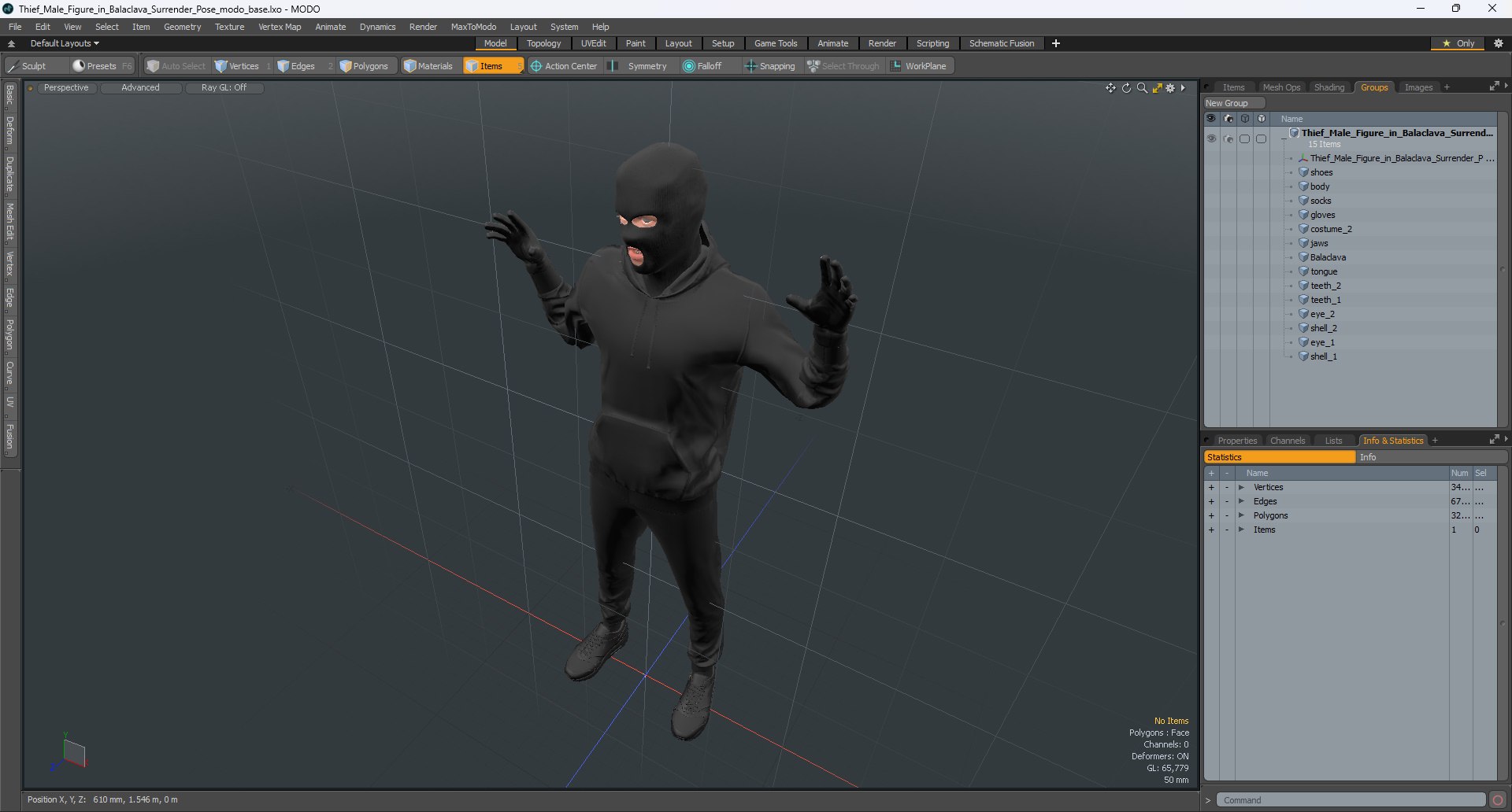 3D Thief Male Figure In Balaclava Surrender Pose - TurboSquid 2340786