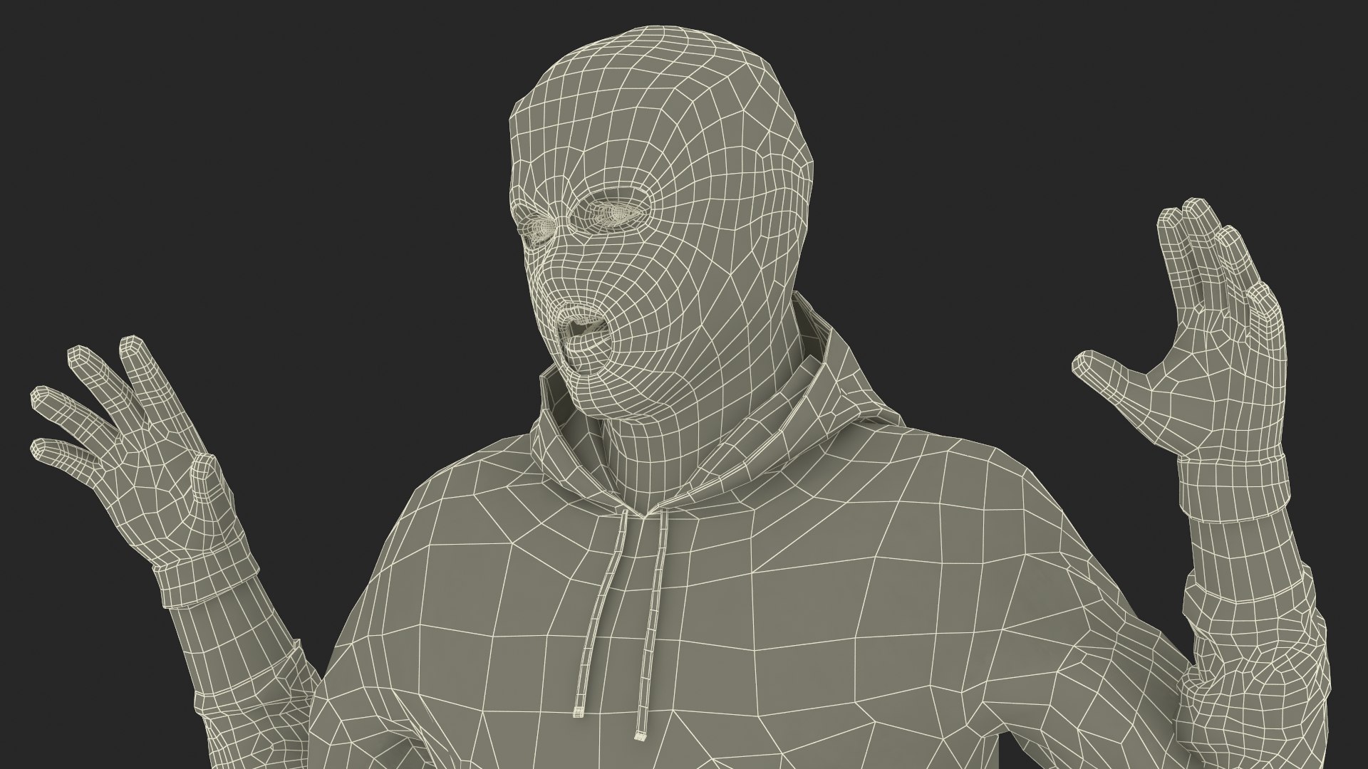 3D Thief Male Figure In Balaclava Surrender Pose - TurboSquid 2340786