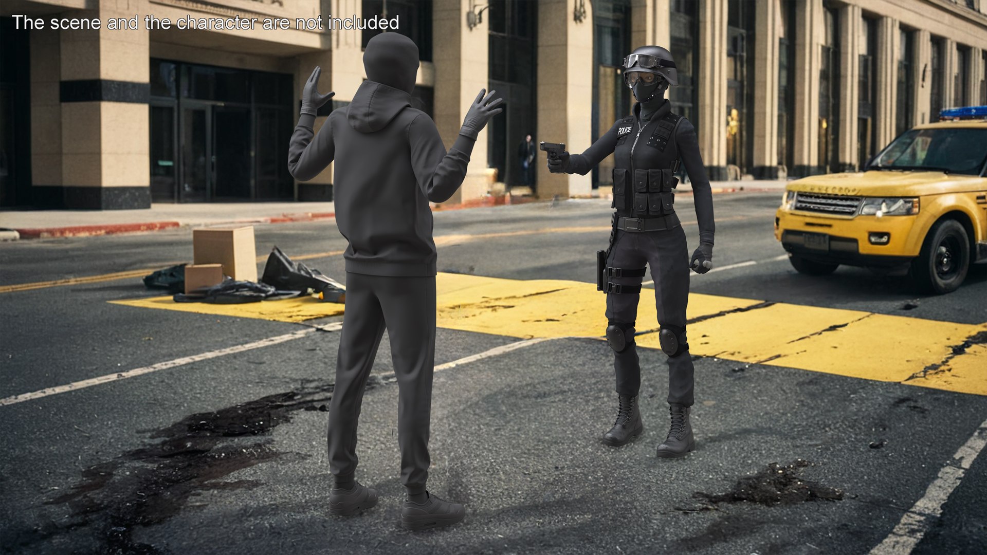 3D Thief Male Figure In Balaclava Surrender Pose - TurboSquid 2340786